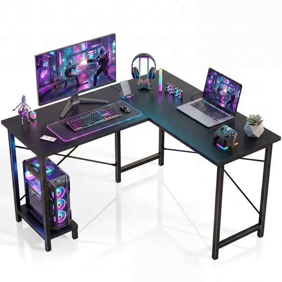 48 Inch L Shaped Desk Corner Computer Gaming Desks Home Office PC Table ...