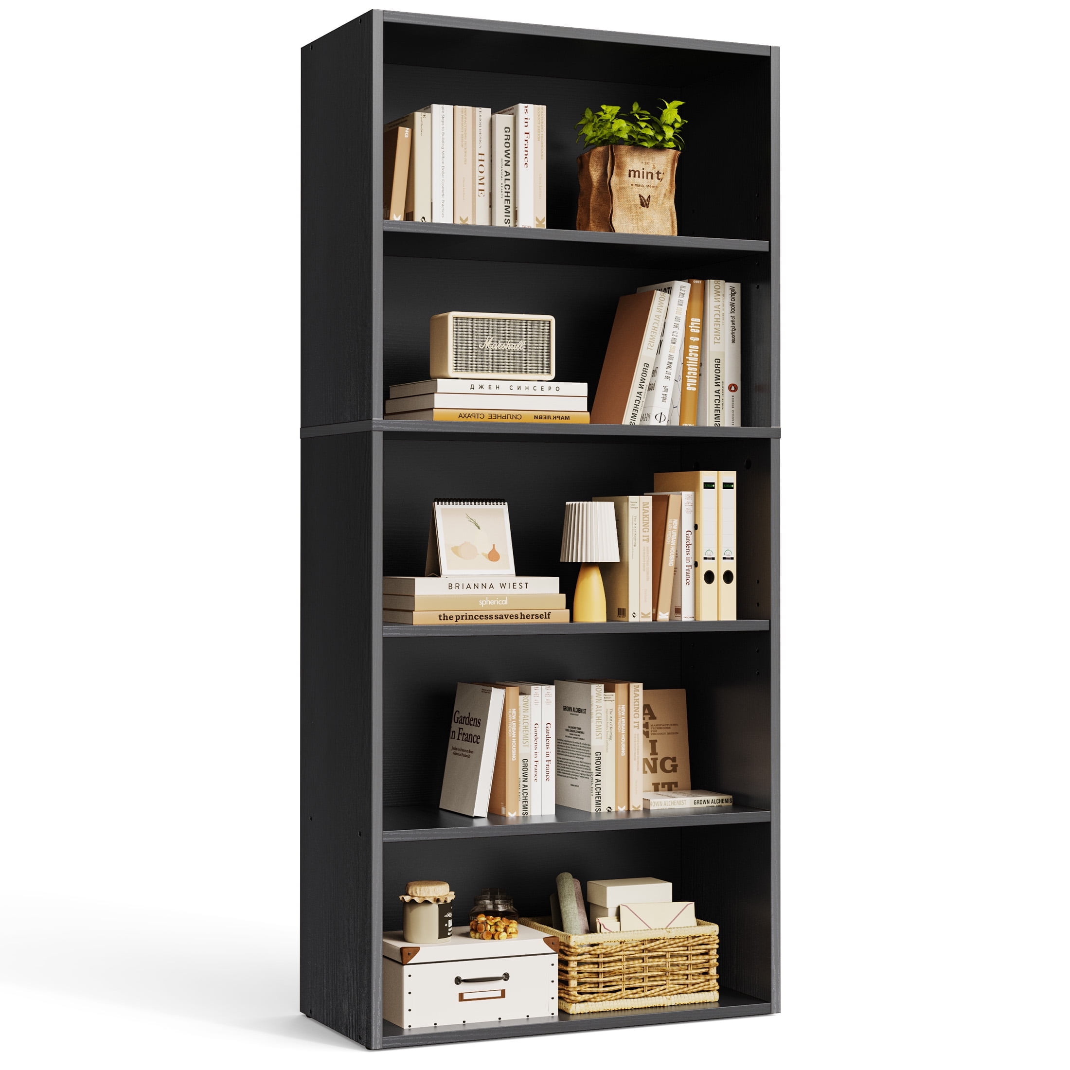 EDX 5 Tier Bookcase Storage, 53 Inch Large Tall Floor Standing Open ...