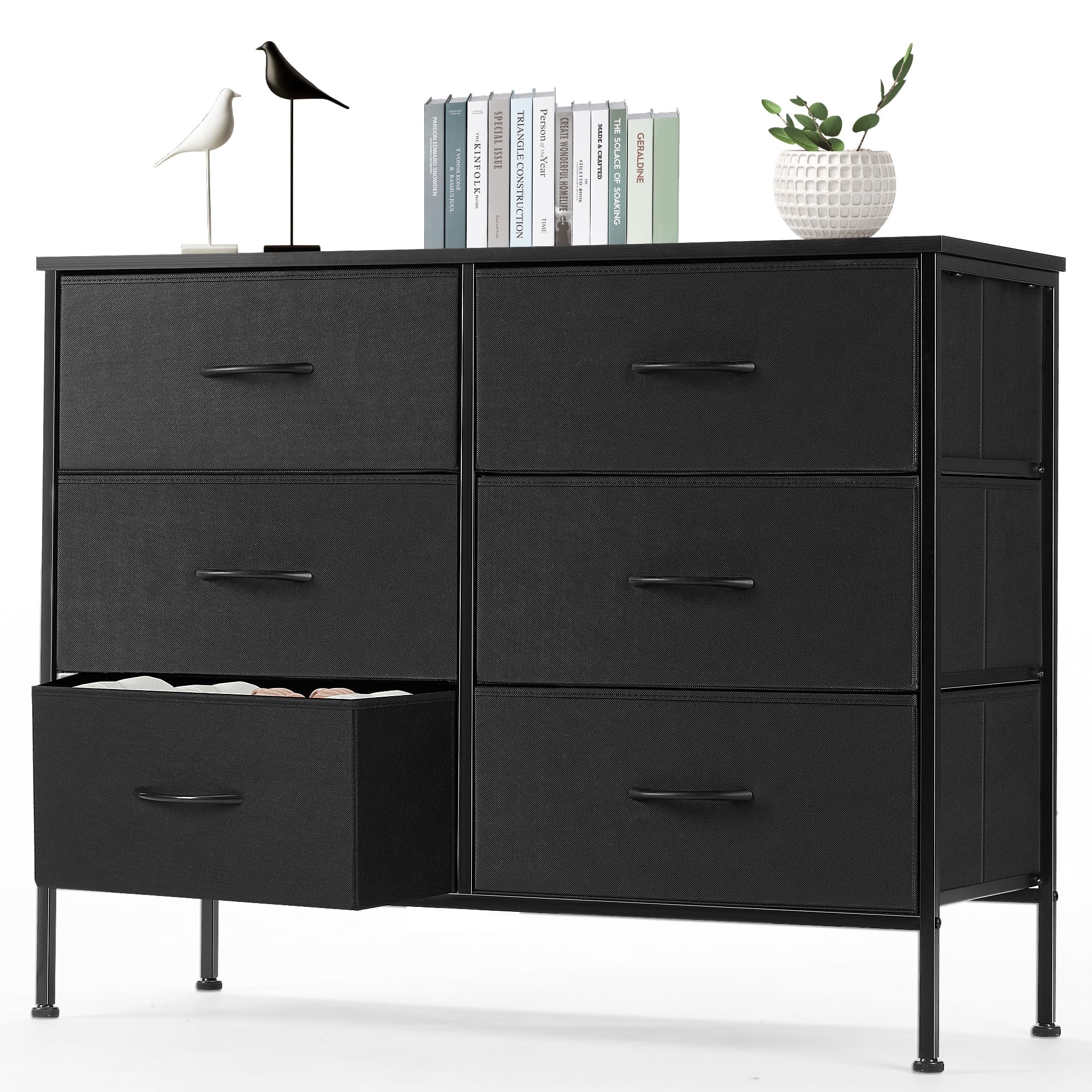 EDX 6 Drawer Dresser, Wide Chest Of Drawers Nightstand Storage Tower ...