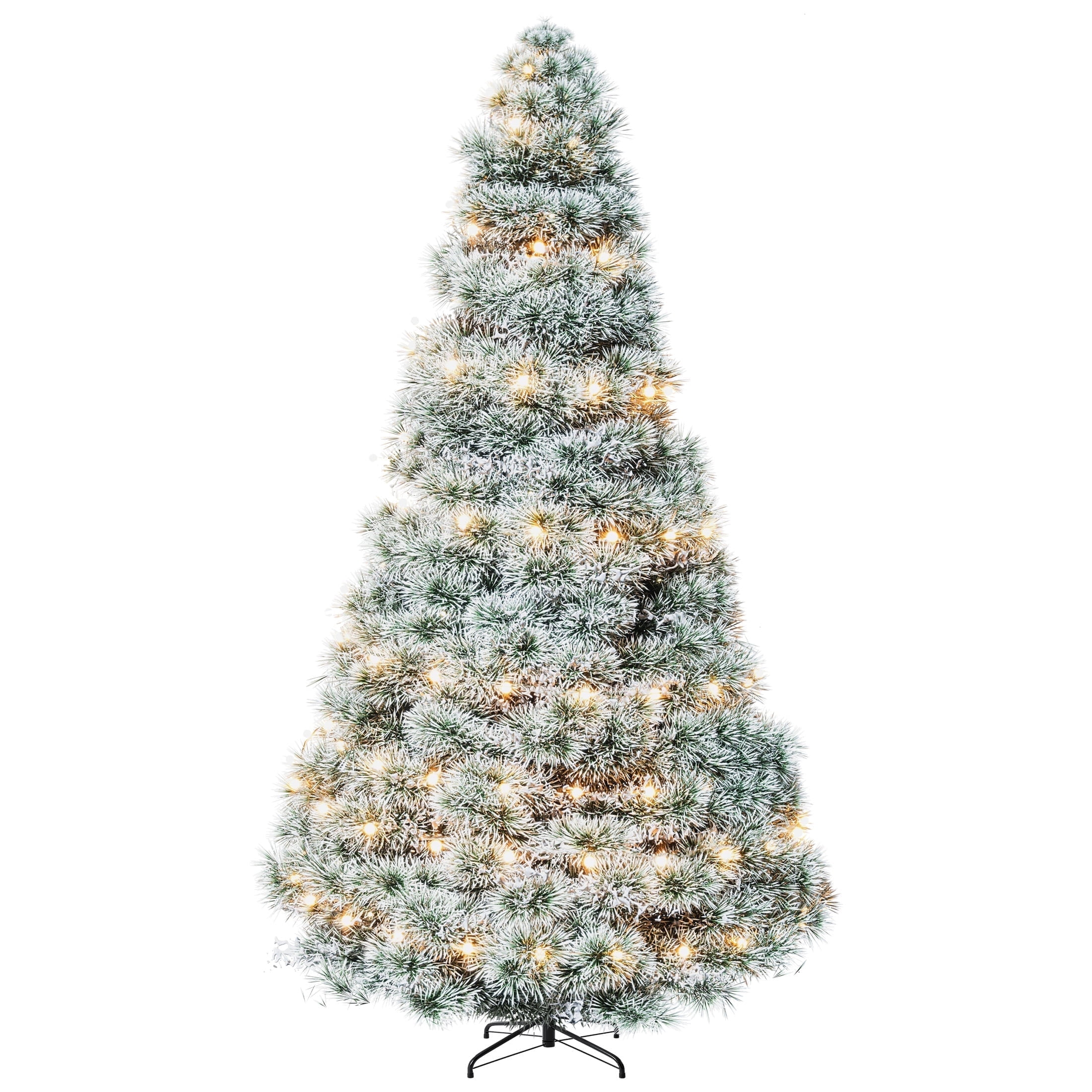 EDX 6ft Pre-lit Snow Flocked Artificial Christmas Tree, Prelighted ...