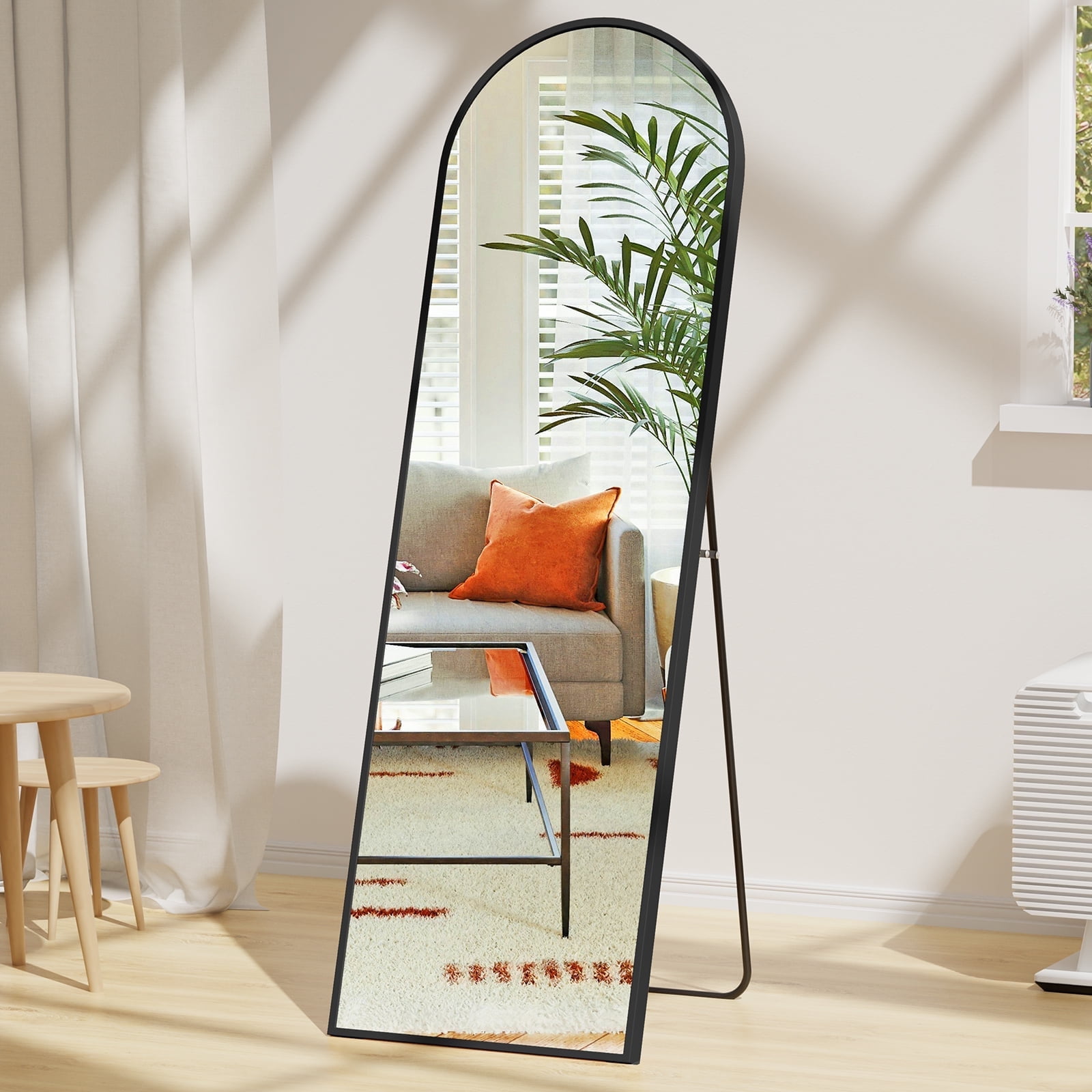 EDX Large Black Full Length Mirror - 59"x16" - Arched Full Body ...
