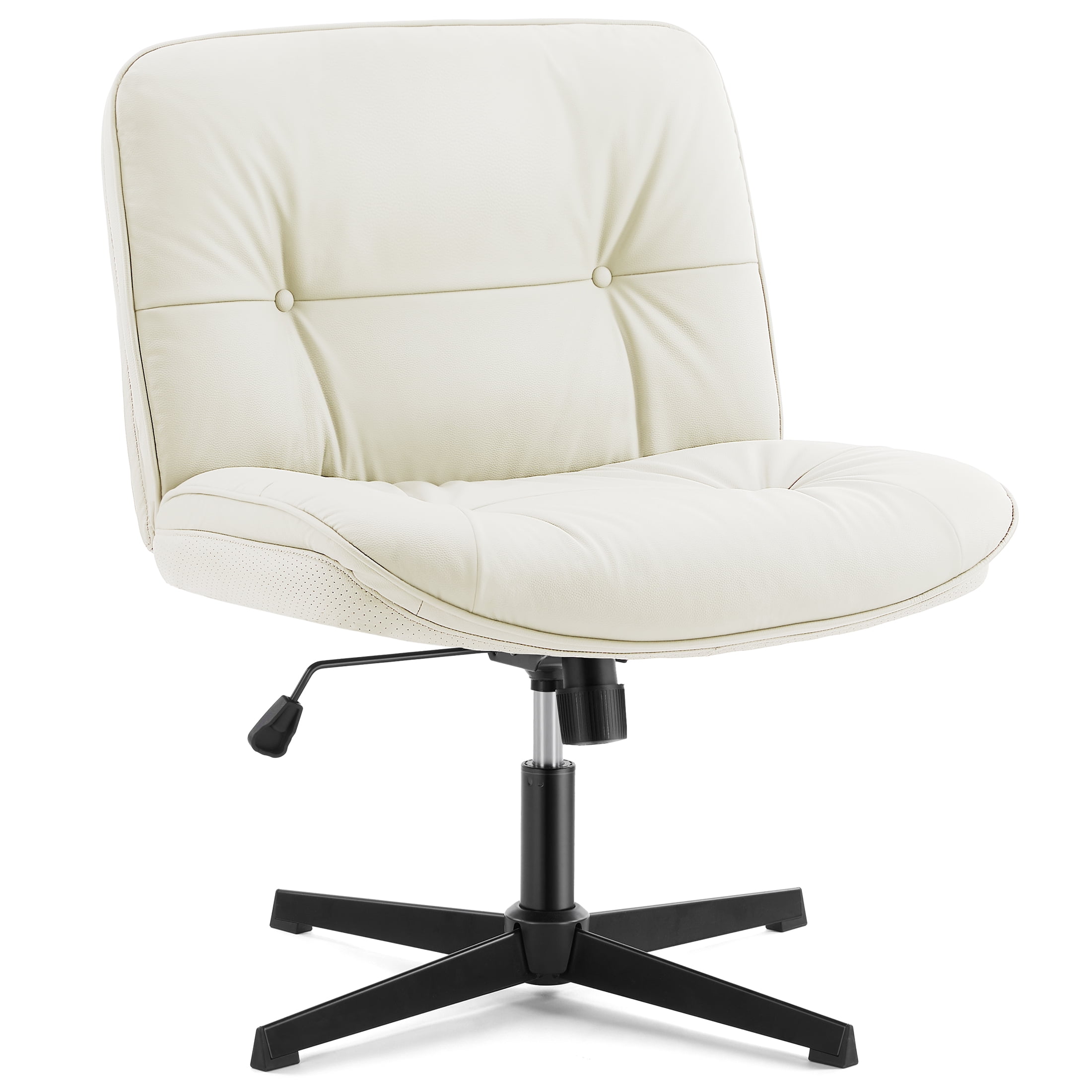 EDX Armless Office Fixed Chair, Wide Ergonomic Artificial Leather ...