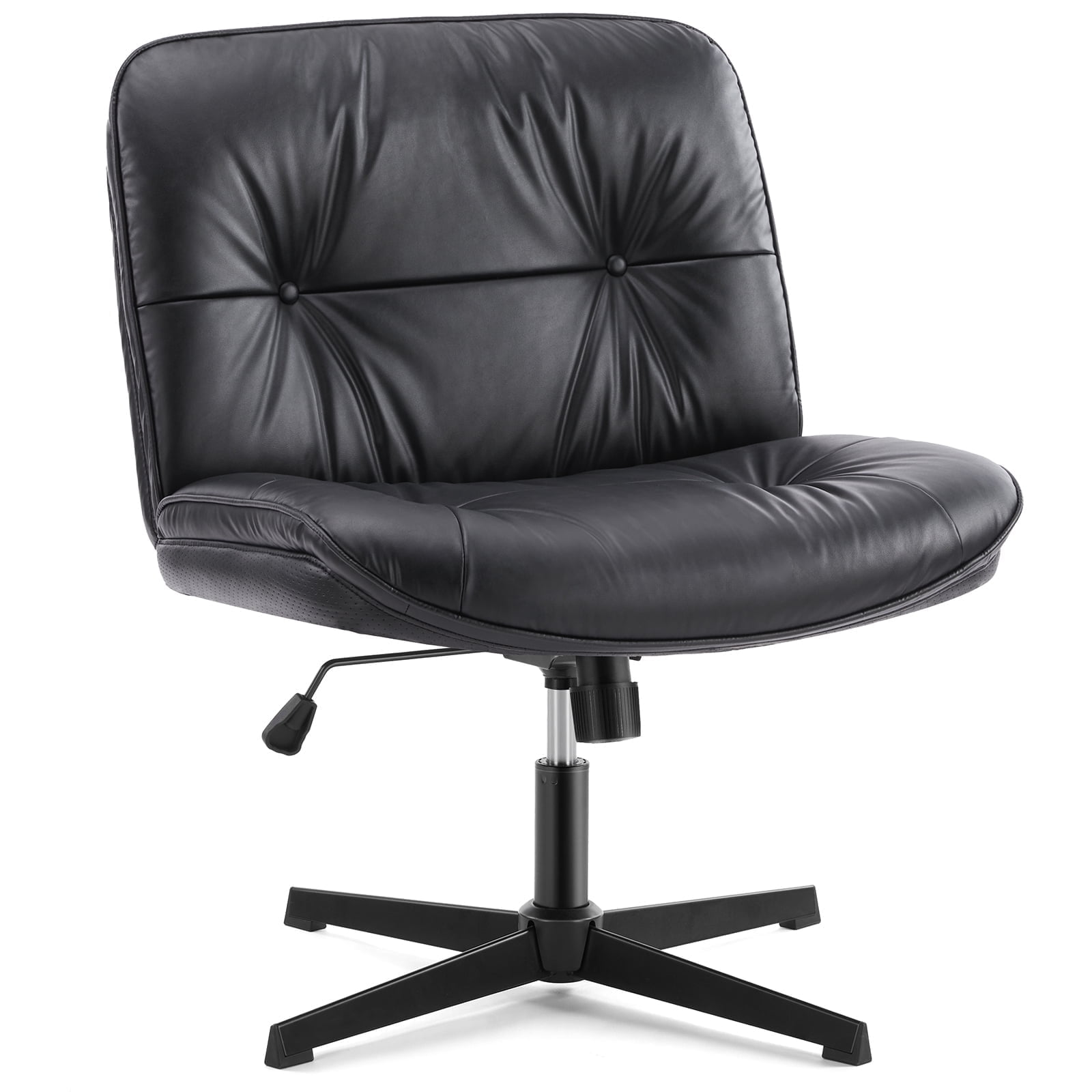 EDX Armless Office Fixed Chair, Wide Ergonomic Artificial Leather ...