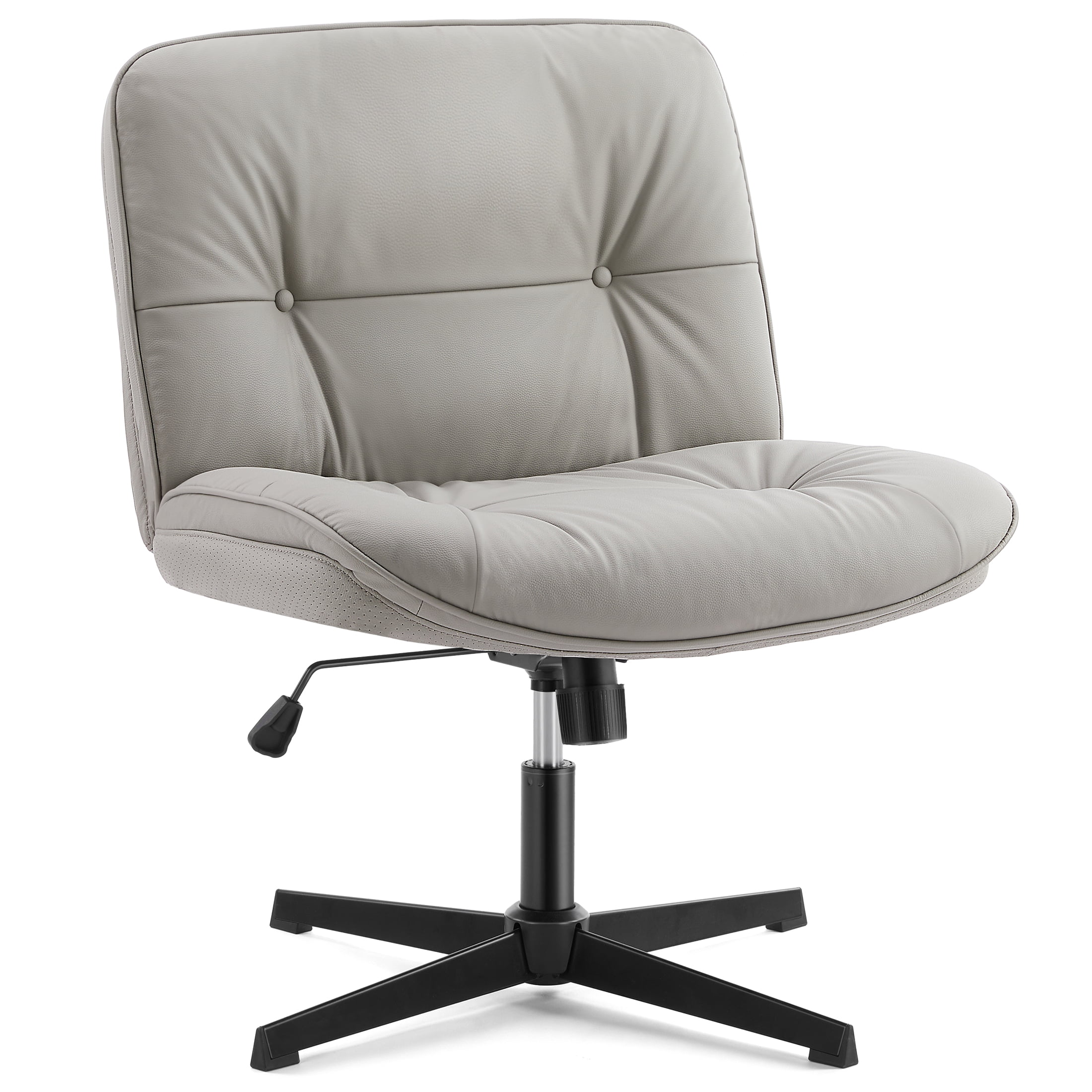 EDX Armless Office Fixed Chair, Wide Ergonomic Artificial Leather ...