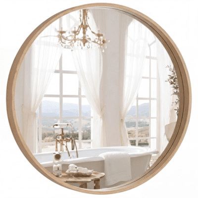 EDX Bathroom Mirror 24" Wall Mirror with Round Metal Frame, Black ...