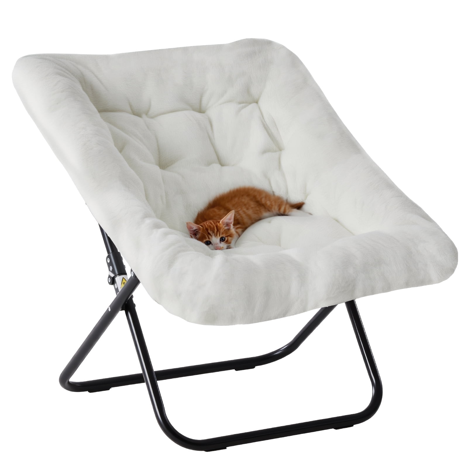 EDX Comfy Chair for Adults, Soft Faux Fur Folding Lounge for Bedroom ...
