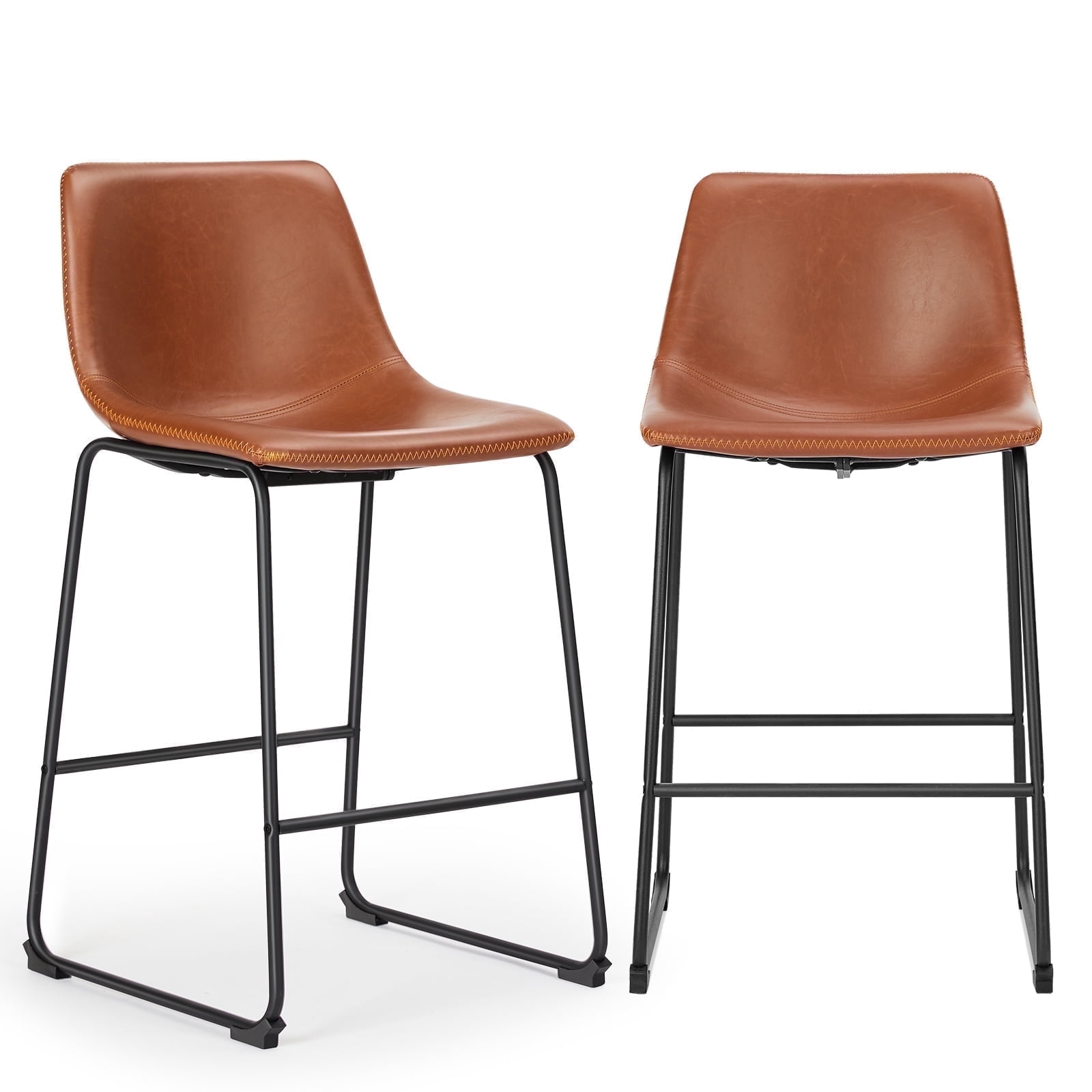 Yangming 26 inch Counter Height Bar Stools Set of 2, Brown with Back ...