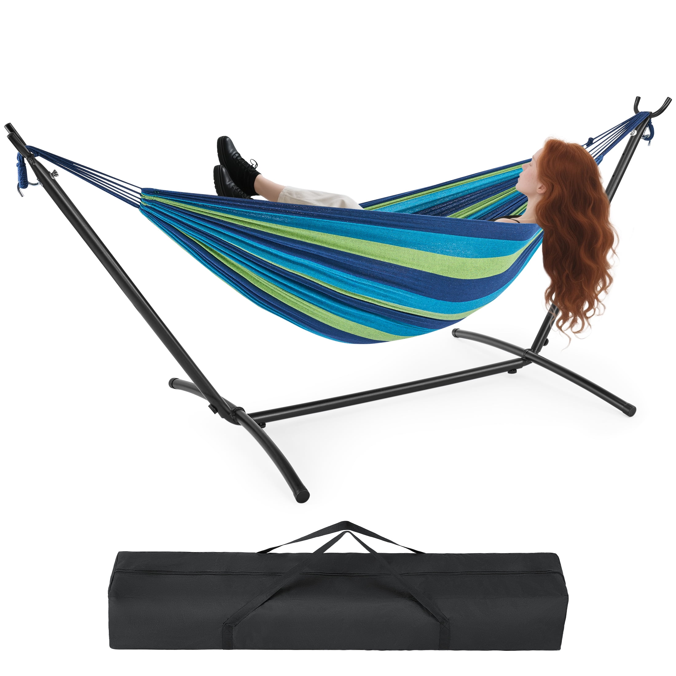 EDX Double Hammock with Space Saving Steel Stand, 2 Person Heavy Duty ...