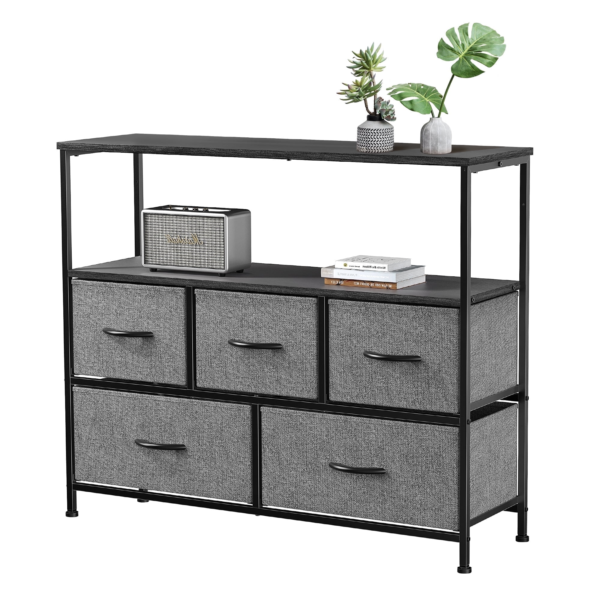 EDX Dresser TV Stand, Entertainment Center with Fabric Drawers, Media ...