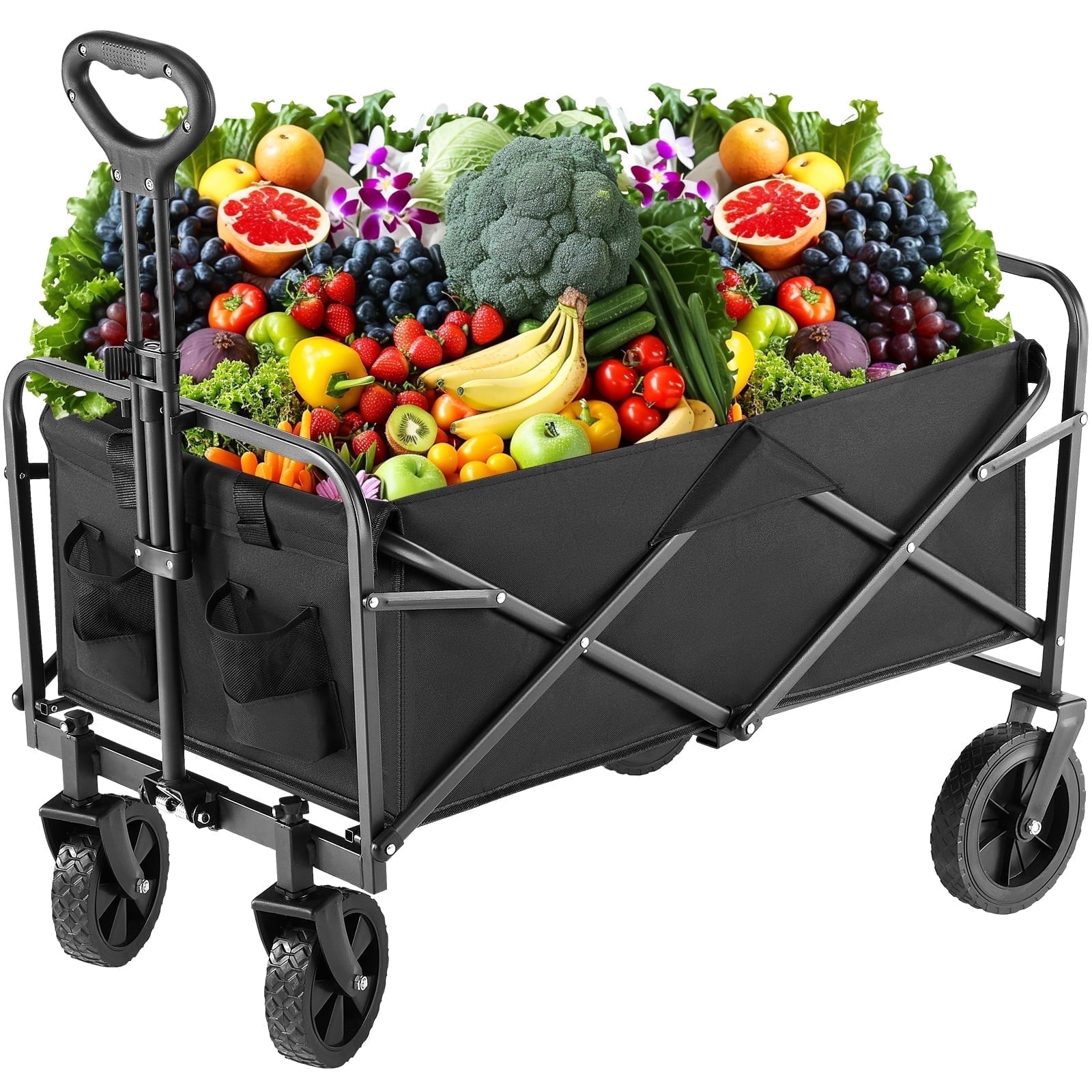 EDX Foldable Cargo Wagon, 220LBS Large Capacity 360° All Terrain Wheels ...