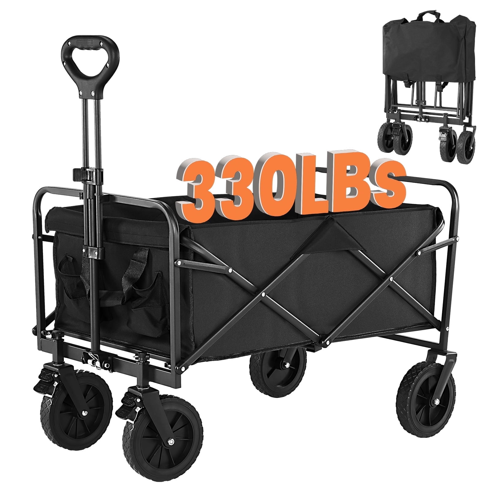 EDX Foldable Cargo Wagon, 330LBS Large Capacity 360° All Terrain Wheels ...