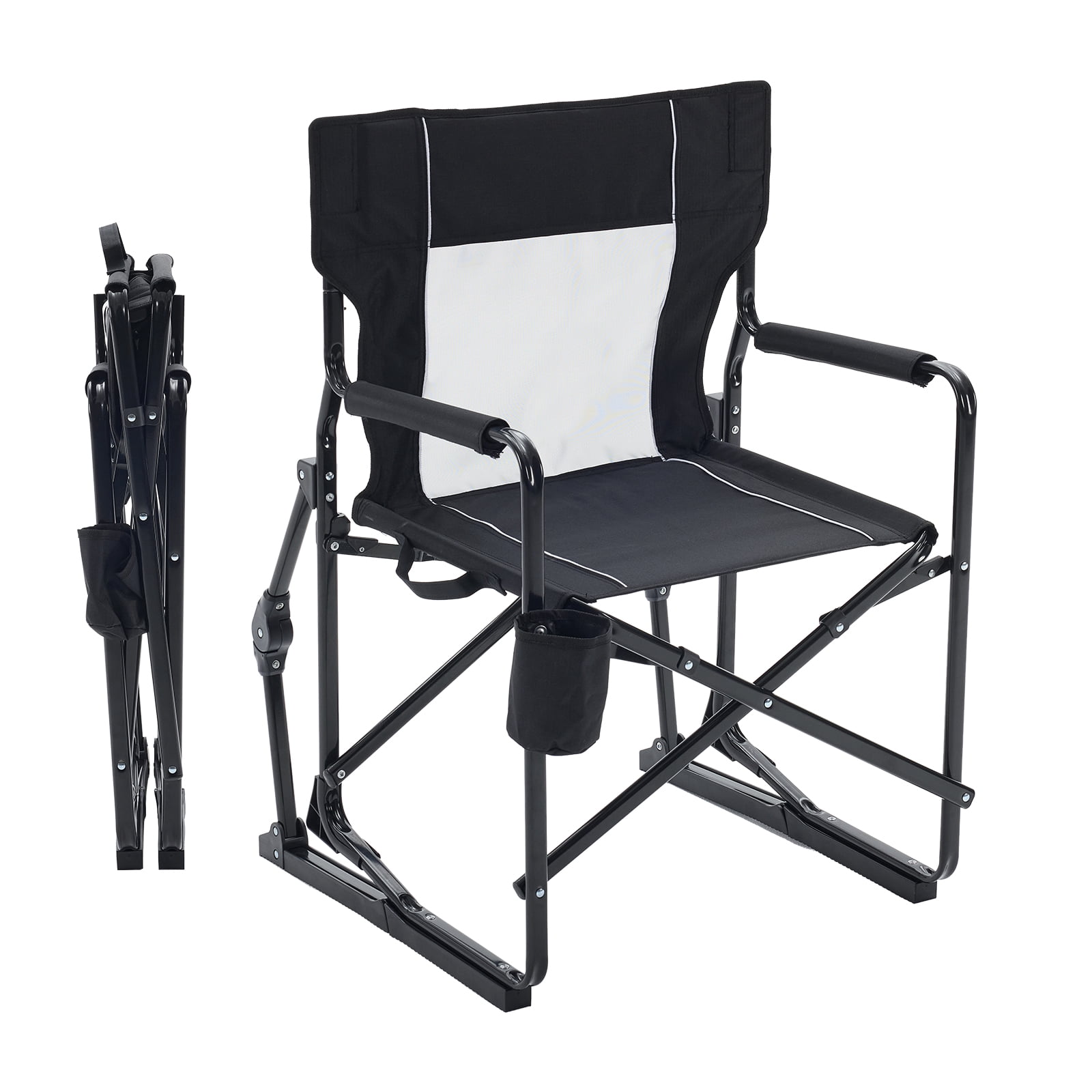 EDX Folding Camping Chair, Padded High Back, Adjustable Lumbar Support ...