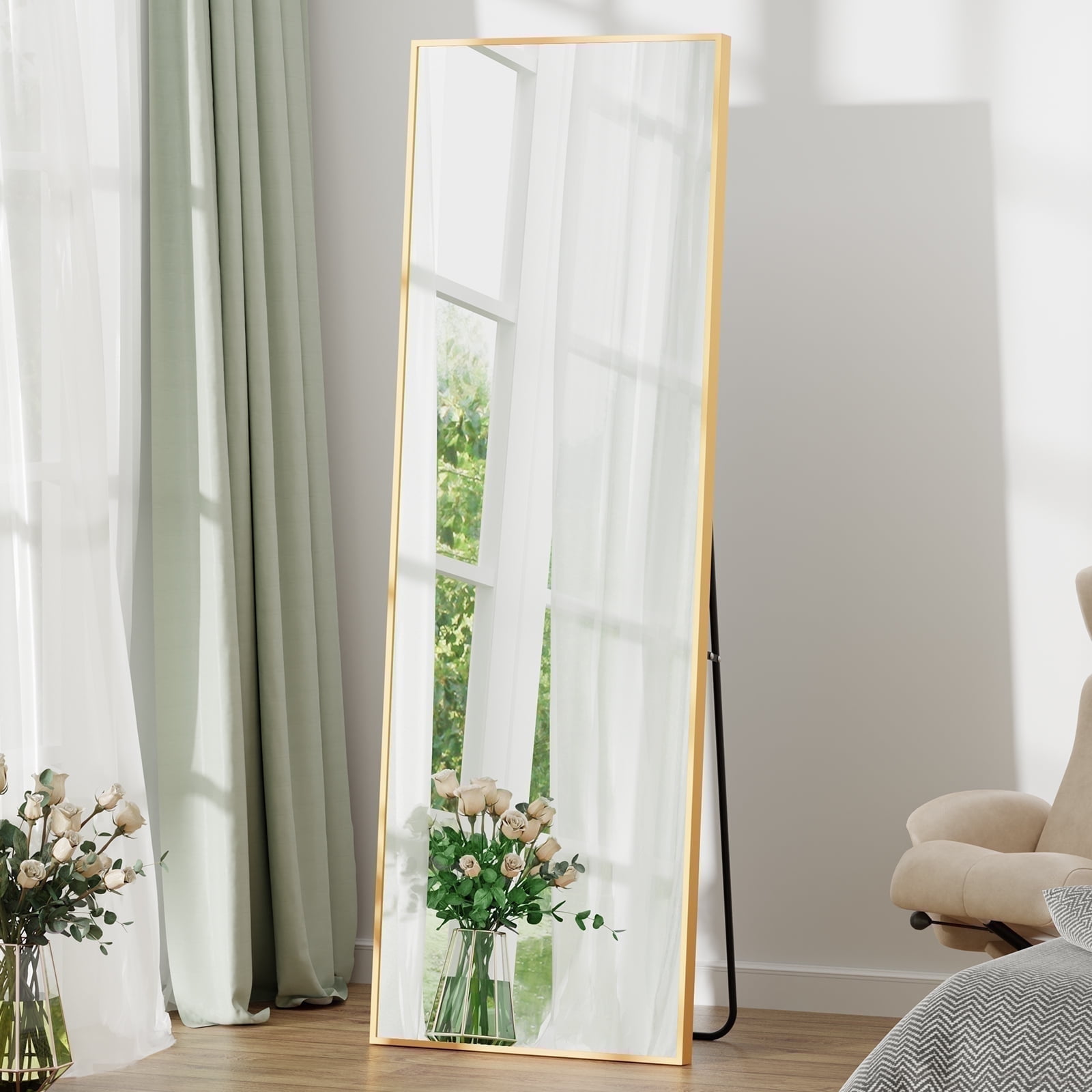 EDX Full Length Mirror 64"x21" Full Body Mirror Rectangle Free Standing ...