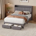 EDX Full Upholstered Platform Bed Frame with Storage Drawers and Fabric ...