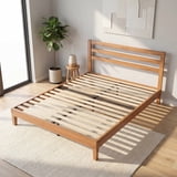 EDX Wood Queen Size Bed Frame with Headboard - Walnut Finish, Solid ...