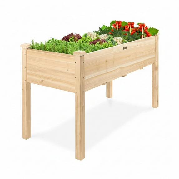 EDX Wooden Raised Garden Bed, Outdoor Planter Box Kit for Vegetables ...