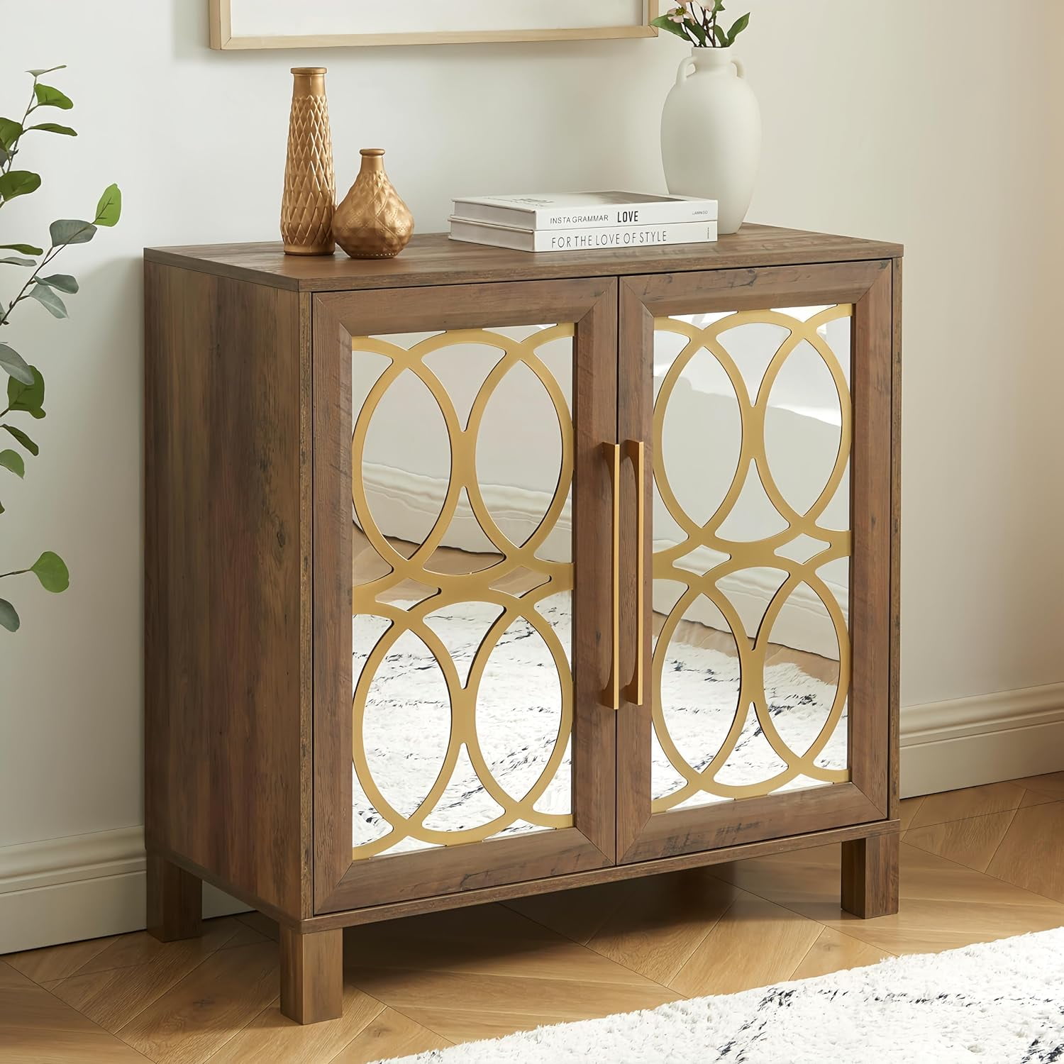 EDYO LIVING Mirrored Sideboard Buffet Cabinet, Modern Storage Accent ...