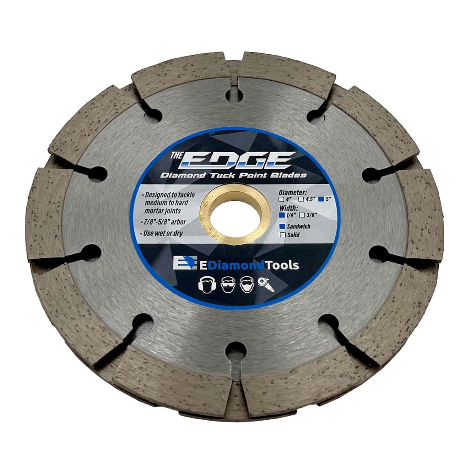 EDiamondTools 5" Diamond Tuck Point Sandwich Blade for Mortar Grout ...