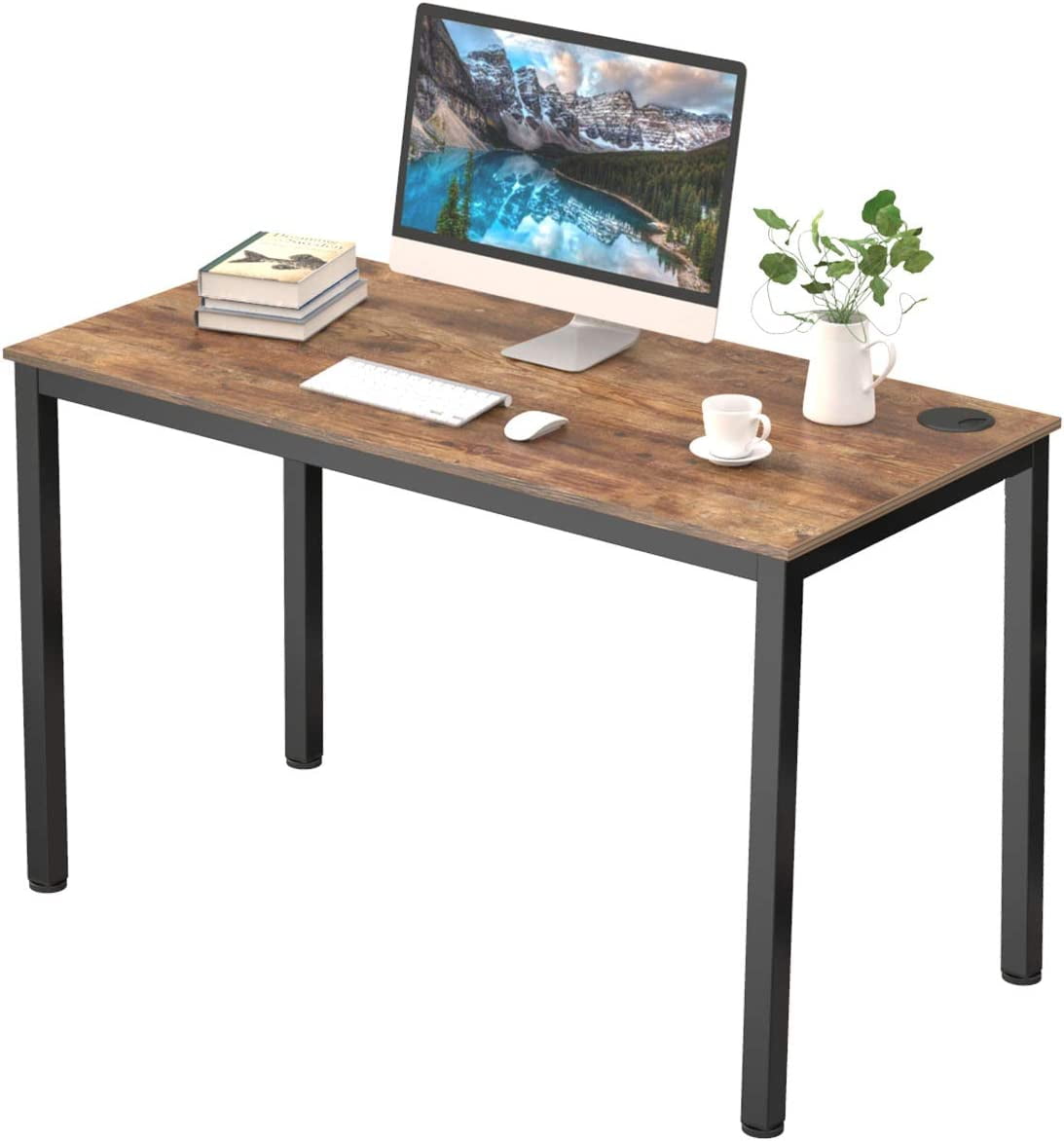 EE 47 Inch Ric Brown Home Office PC Computer Desk, Simple Modern Work Study Writing Gaming Table ...