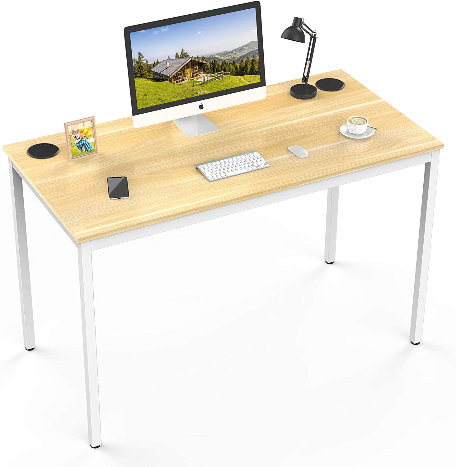 EE EUREKA ERGONOMIC 47 Inch Walnut & White Home Office PC Computer Desk ...