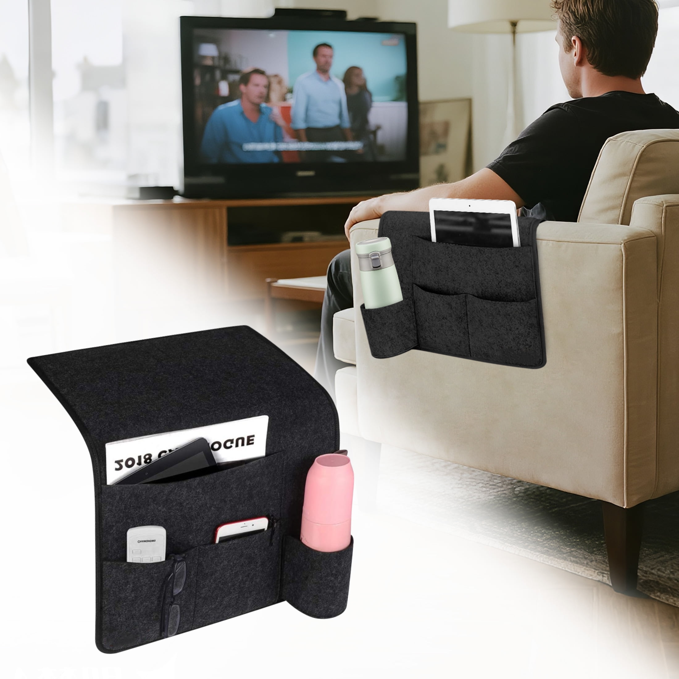 EEEKit Couch Remote Control Holder, Bedside Caddy with Water Bottle ...