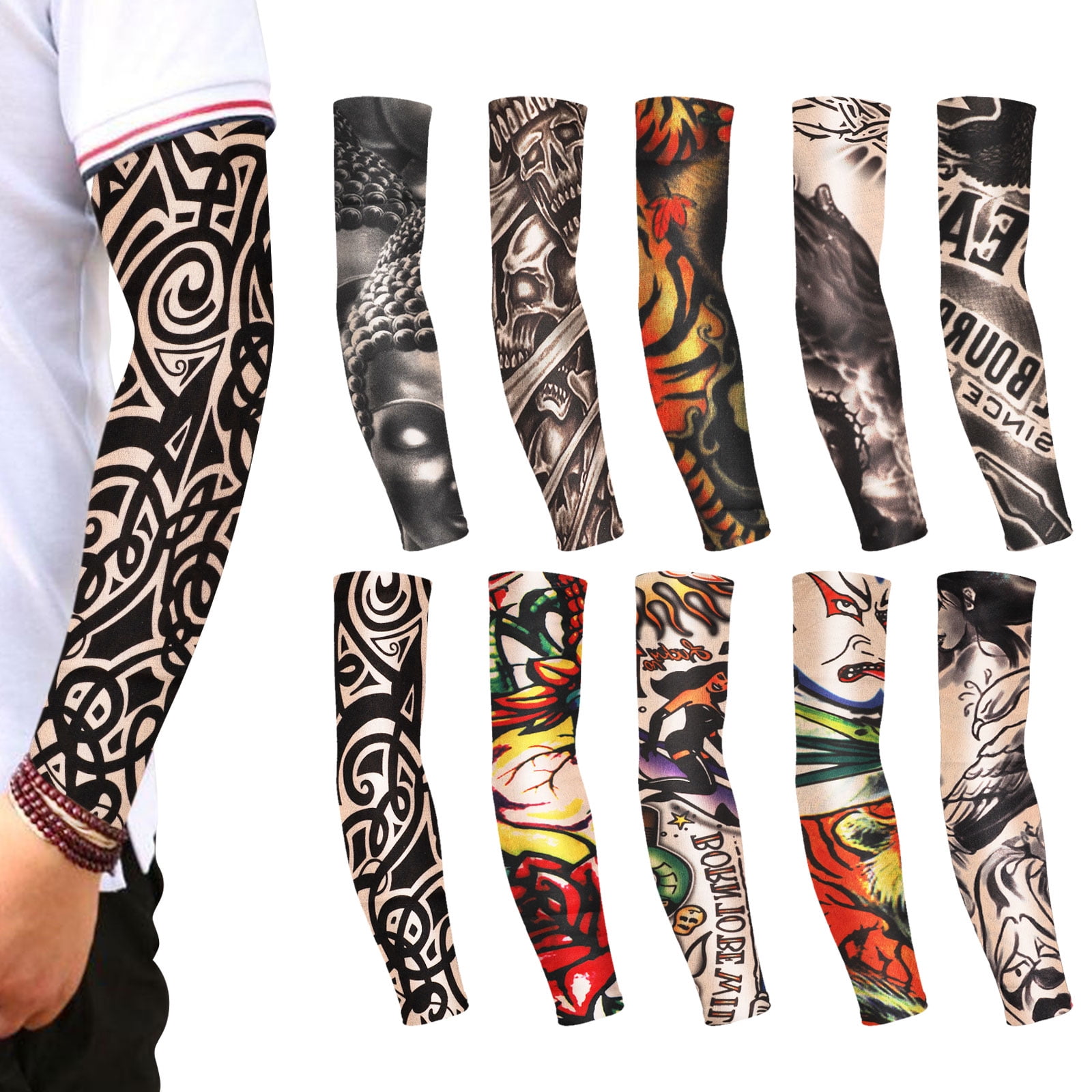 EEEkit UV Protection Arm Sleeves 10/5Pcs Long Sun Sleeves Cover for ...