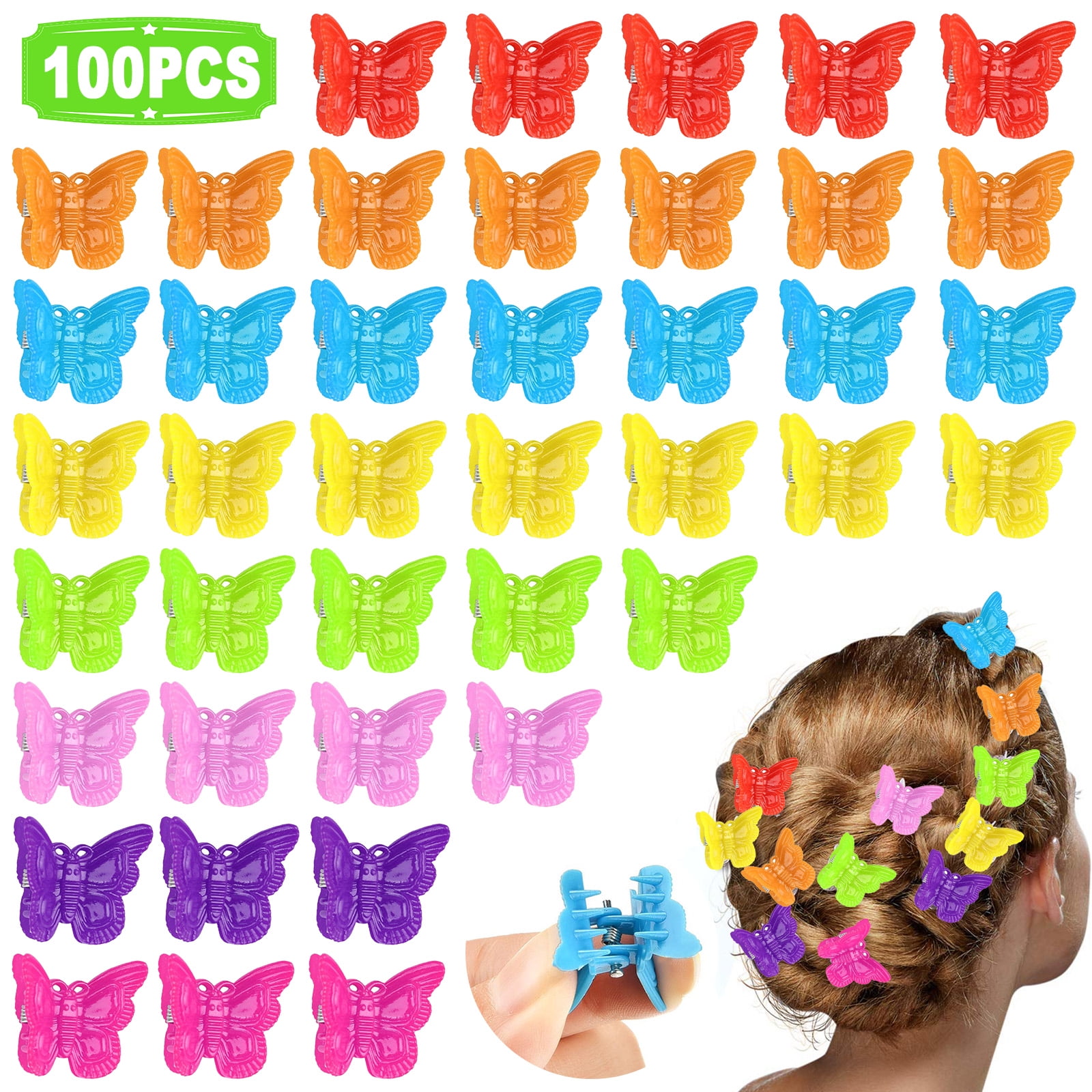 EEEkit 100pcs Mini Butterfly Hair Clips, Colorful Butterfly Hair Claw ...