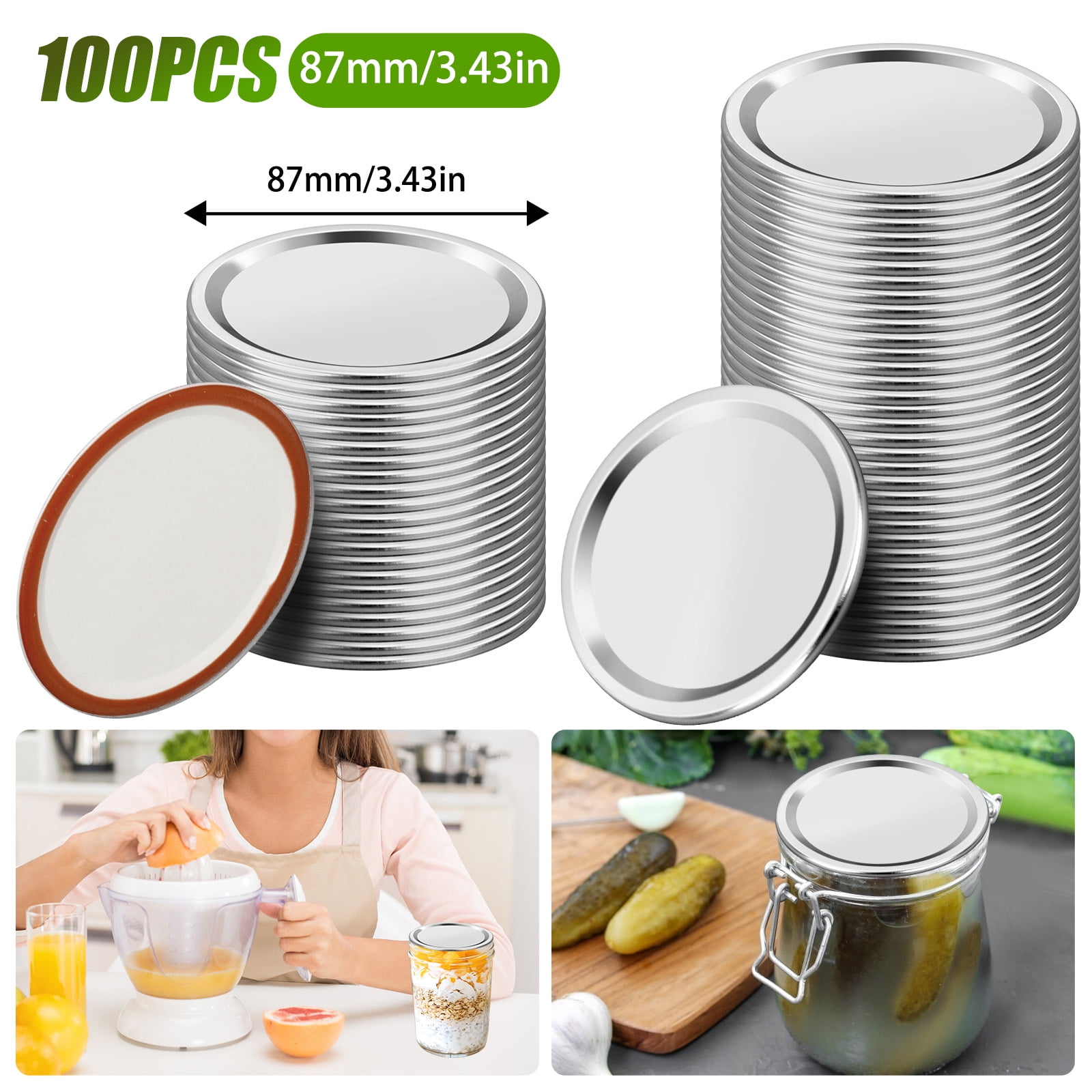 EEEkit 100pcs Wide Mouth Canning Lids for Mason Jar, Secure Leak-Proof ...