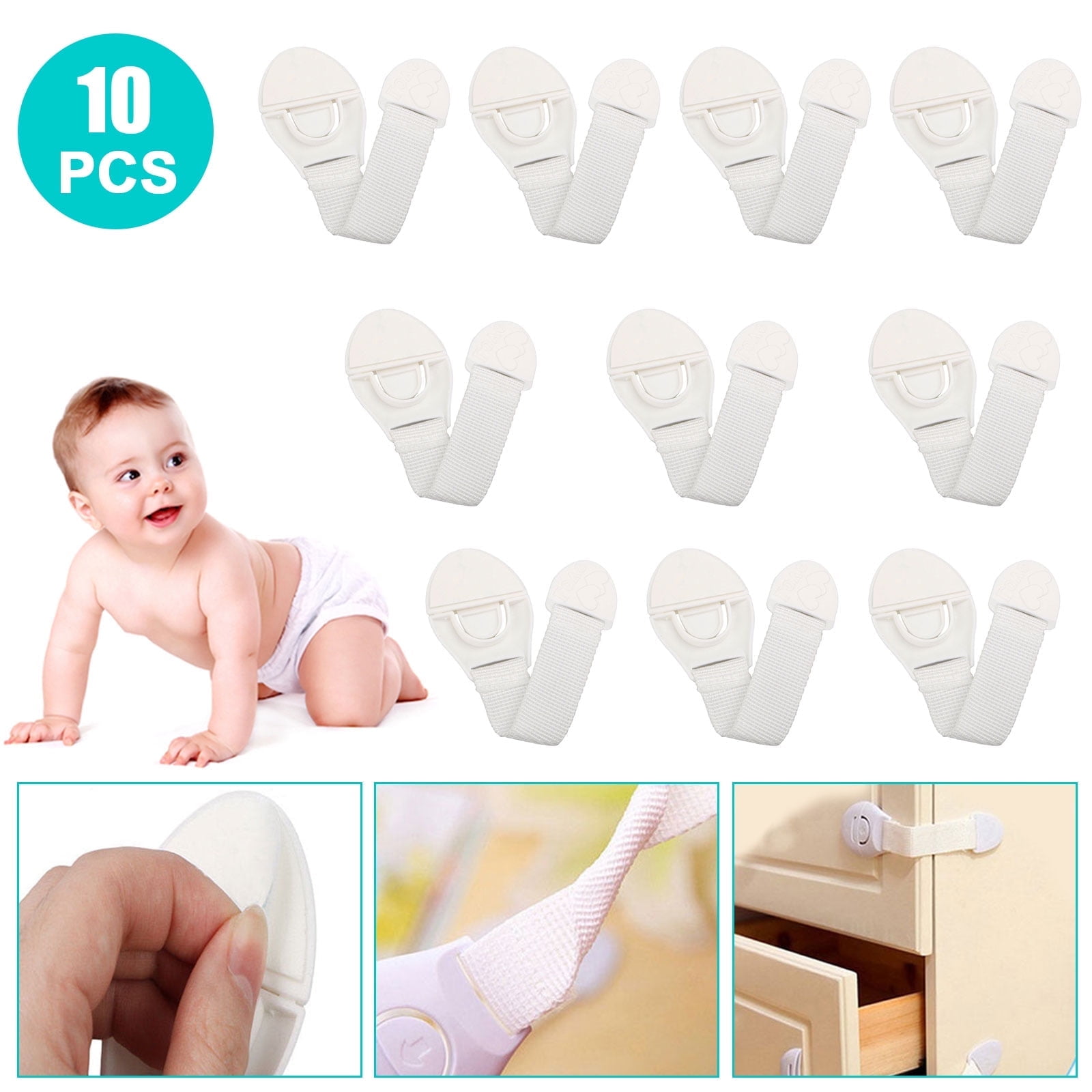 EEEkit Adjustable Safety Locks Straps for Kitchen, Bedroom Drawers ...