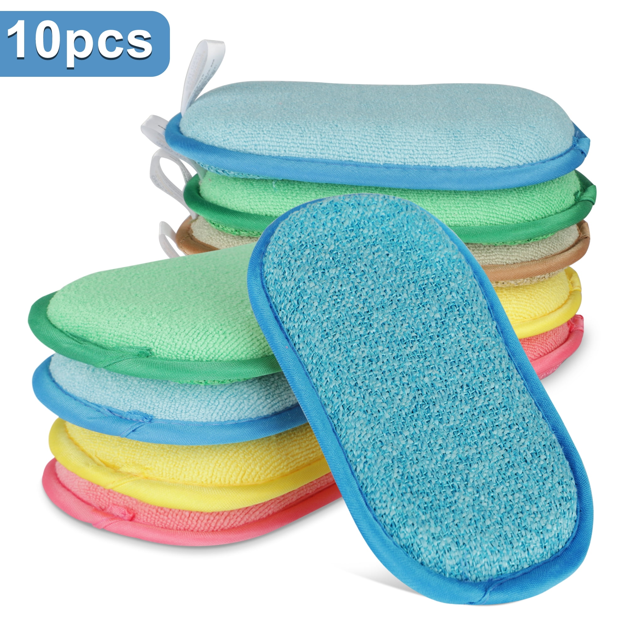 EEEkit 10pcs Microfiber Dish Sponges, Kitchen Non-Scratch Scrubbing Pad ...