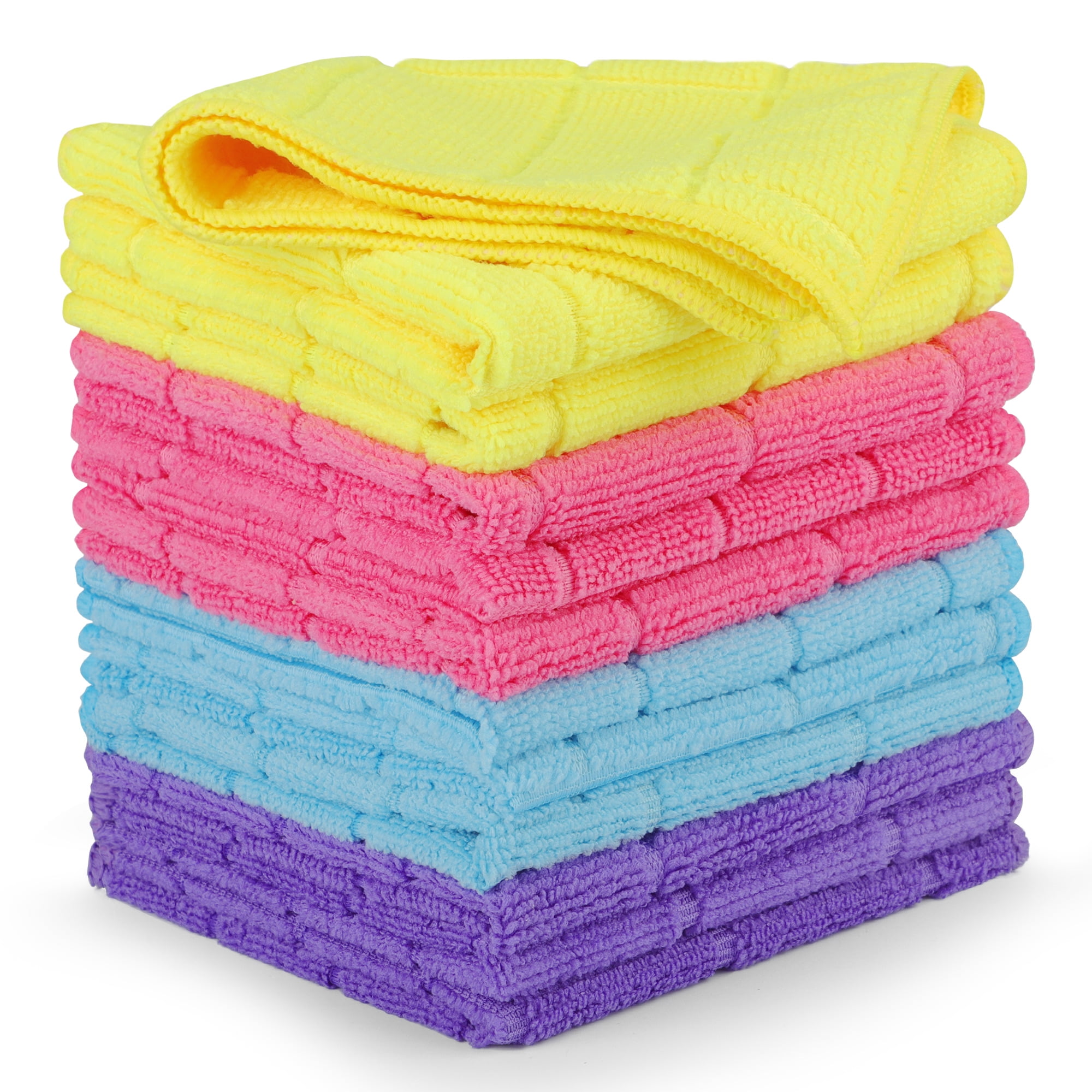 EEEkit 12Pcs Dish Cloths, 9.8" x 9.8" Solid Checked Kitchen Towels ...