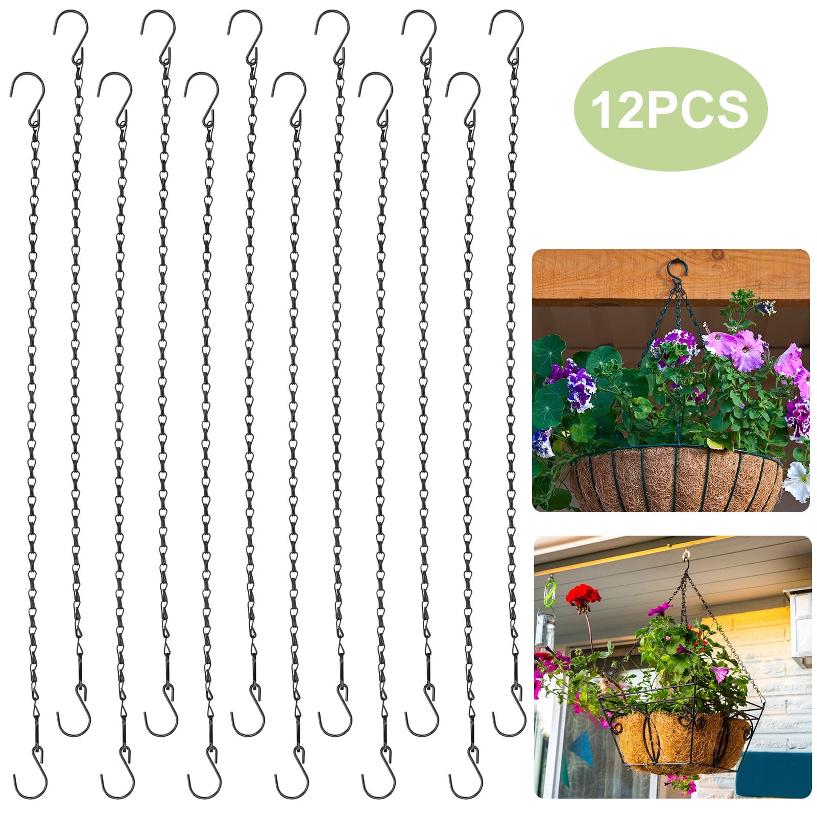 EEEkit 12pcs 24'' Long Plant Hanging Chains, Iron Hanging Basket Chain ...