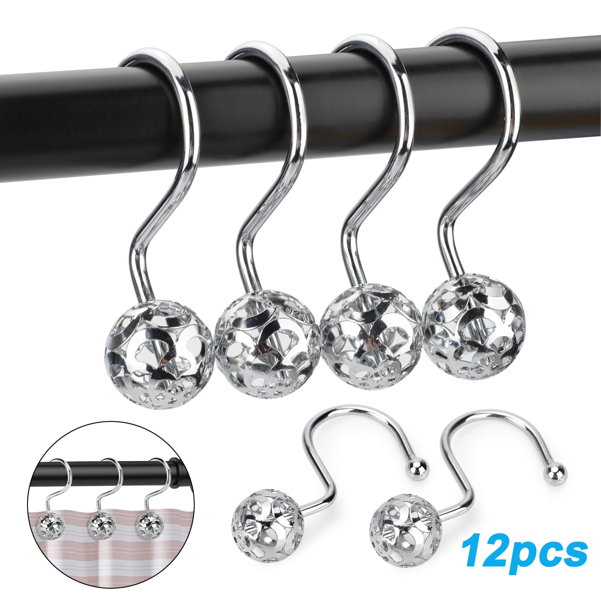 EEEkit Rustproof Bathroom Shower Curtain Hooks, 12pcs Decorative Rings ...