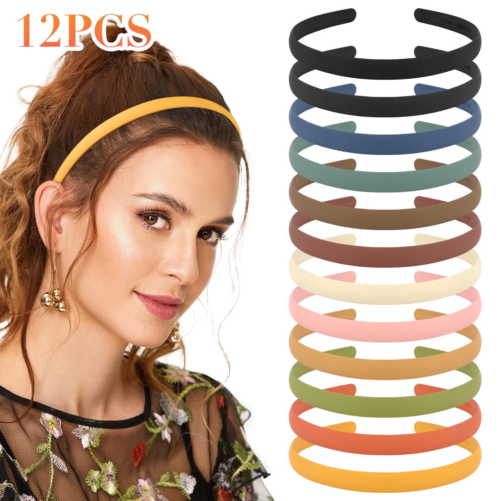 EEEkit Plastic Headbands 12pcs Thin Elastic Hair Bands with Teeth, 12mm ...