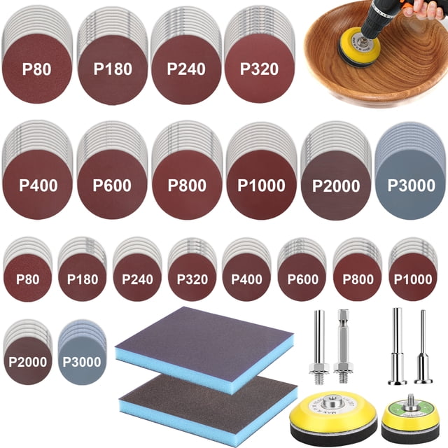 EEEkit 160pcs Sanding Disc Kit, 2"/3" 80-3000 Grit Sandpaper with 1/8 ...