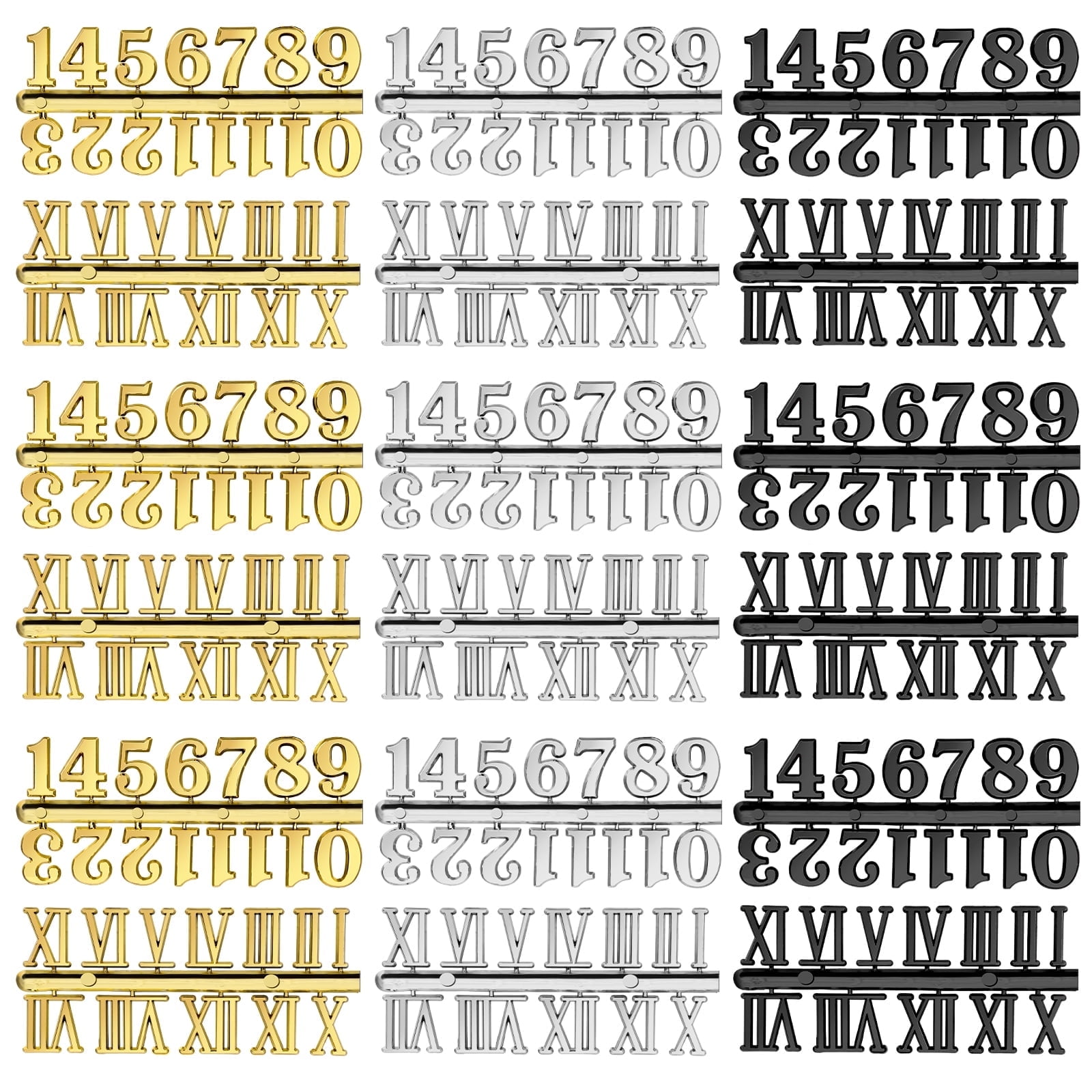 TSV 18pairs Clock Numerals Set, Arabic and Roman Number for DIY Wall ...