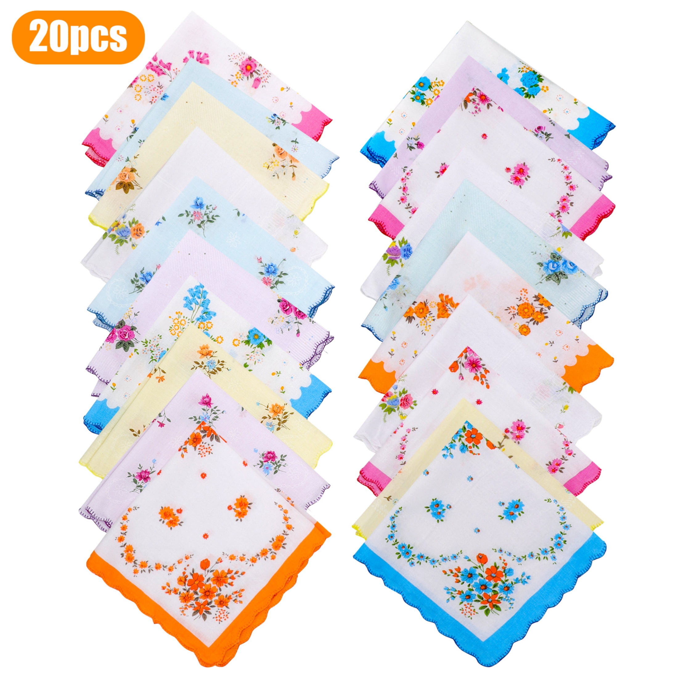 EEEkit 20pcs 11.8x11.8'' Handkerchiefs for Women, Soft Cotton Hankies ...