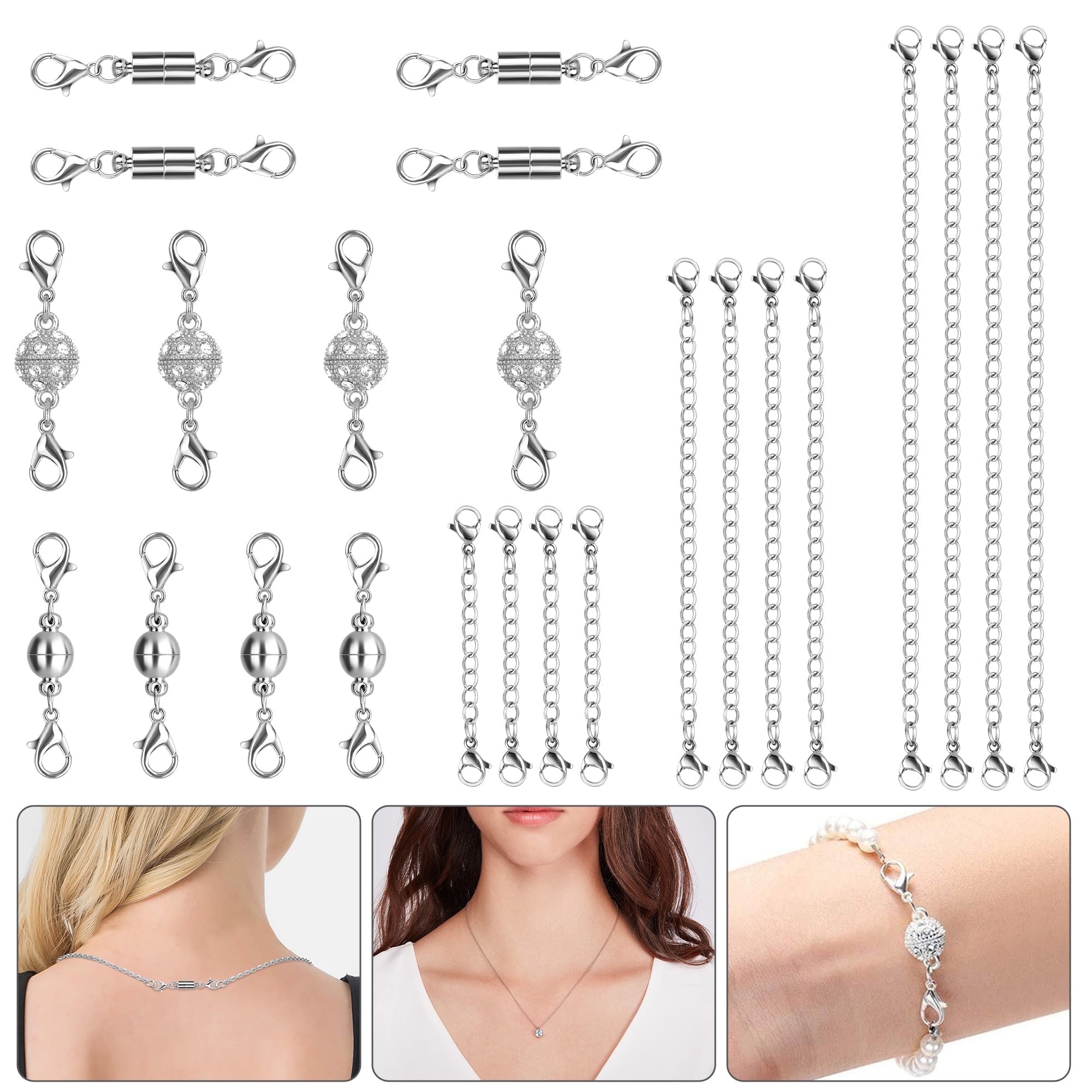 EEEkit 24pcs Necklace Extender Clasps Set, Necklace Clasps and Closures ...