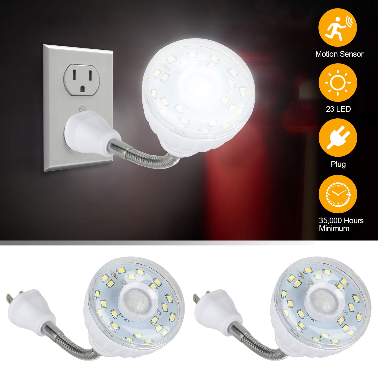 EEEkit 2Pcs Motion Sensor Wall Light, LED Plug in Night Light w ...