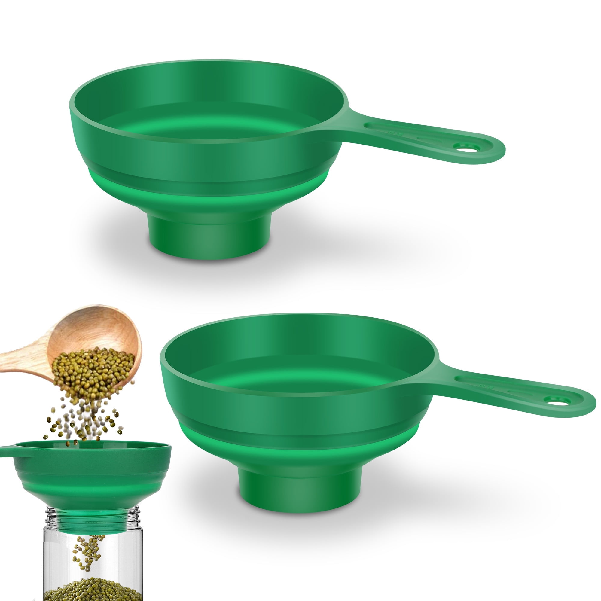 EEEkit 2pcs Silicone Collapsible Funnels, Wide Mouth Canning Funnels ...