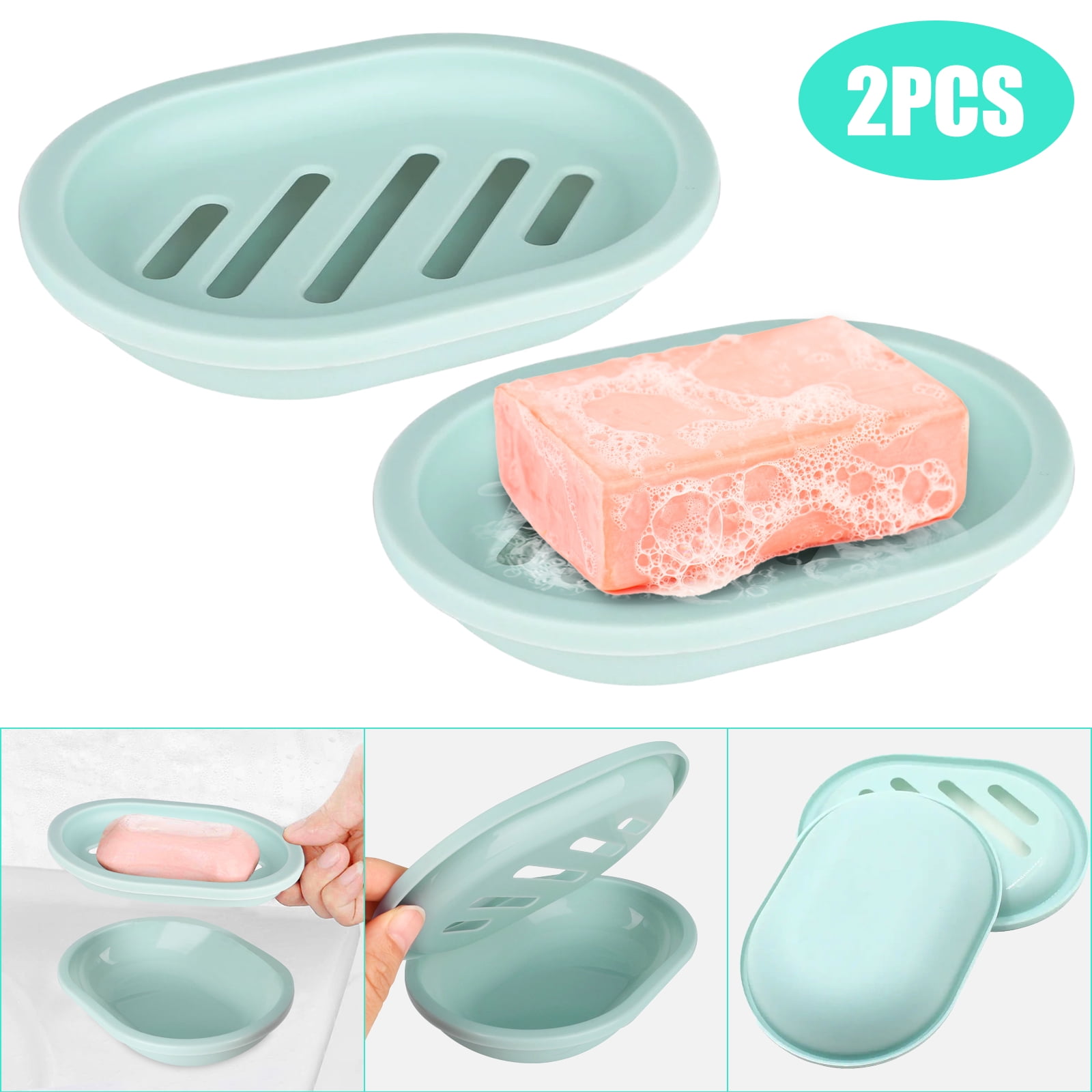 EEEkit 2pcs Soap Dish Holder with Drain for Shower, Bathroom, Kitchen ...