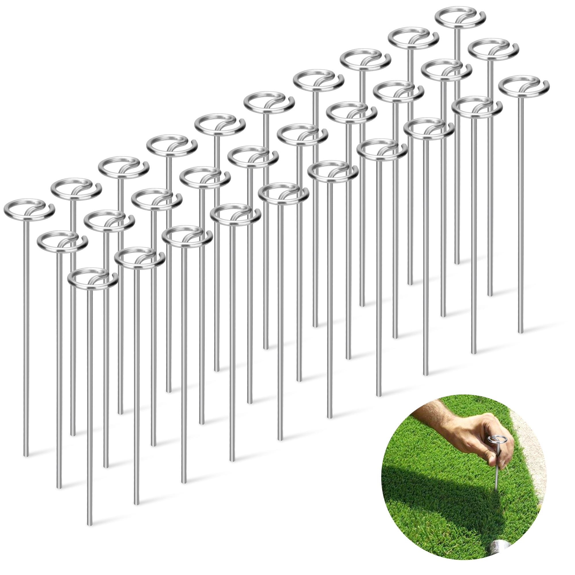 EEEKIT 6" Silver Rust-Resistant Galvanized Steel Landscape Staples, for ...