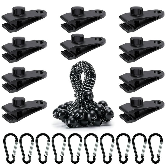 EEEkit 30pcs Tarp Tent Clips, Heavy Duty Tent Lock Grip With Bungee ...