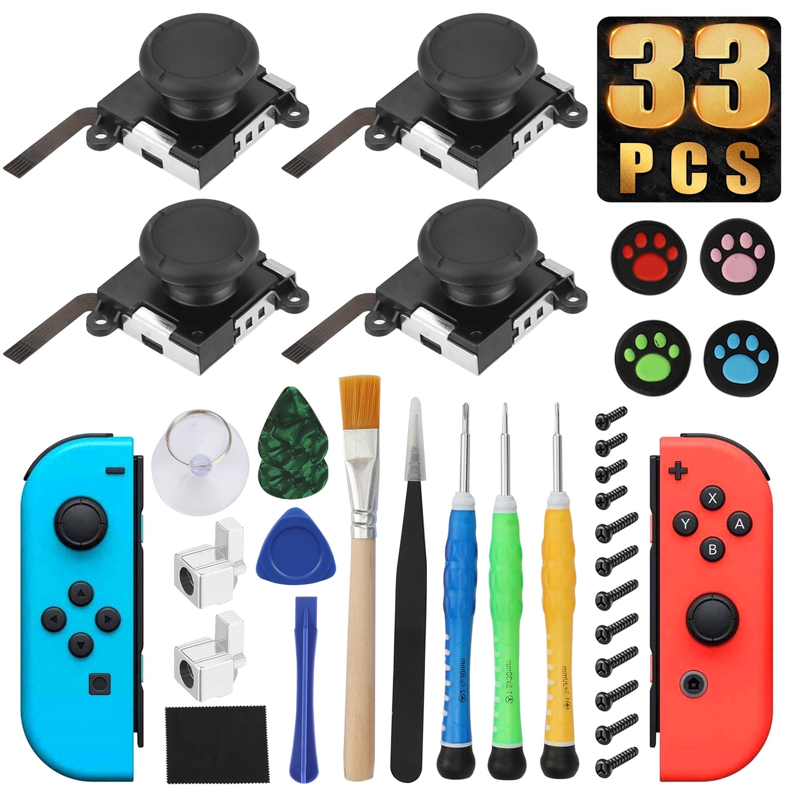 EEEkit 33Pcs 3D Analog Joystick Repair Kit for Nintendo Joy-Con Control ...