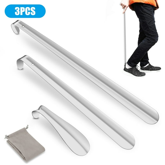 EEEkit 3Pcs Stainless Steel Shoe Horns, Portable Shoe Helper Set, 16.5 ...