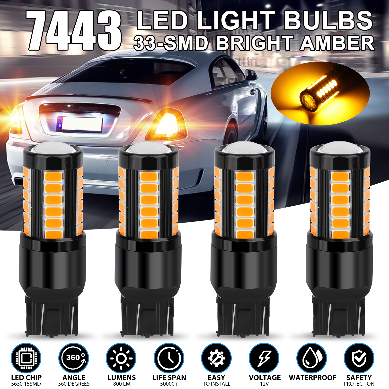 EEEkit 4Pcs LED Turn Signal Parking DRL Light Bulbs, LED Taillights ...