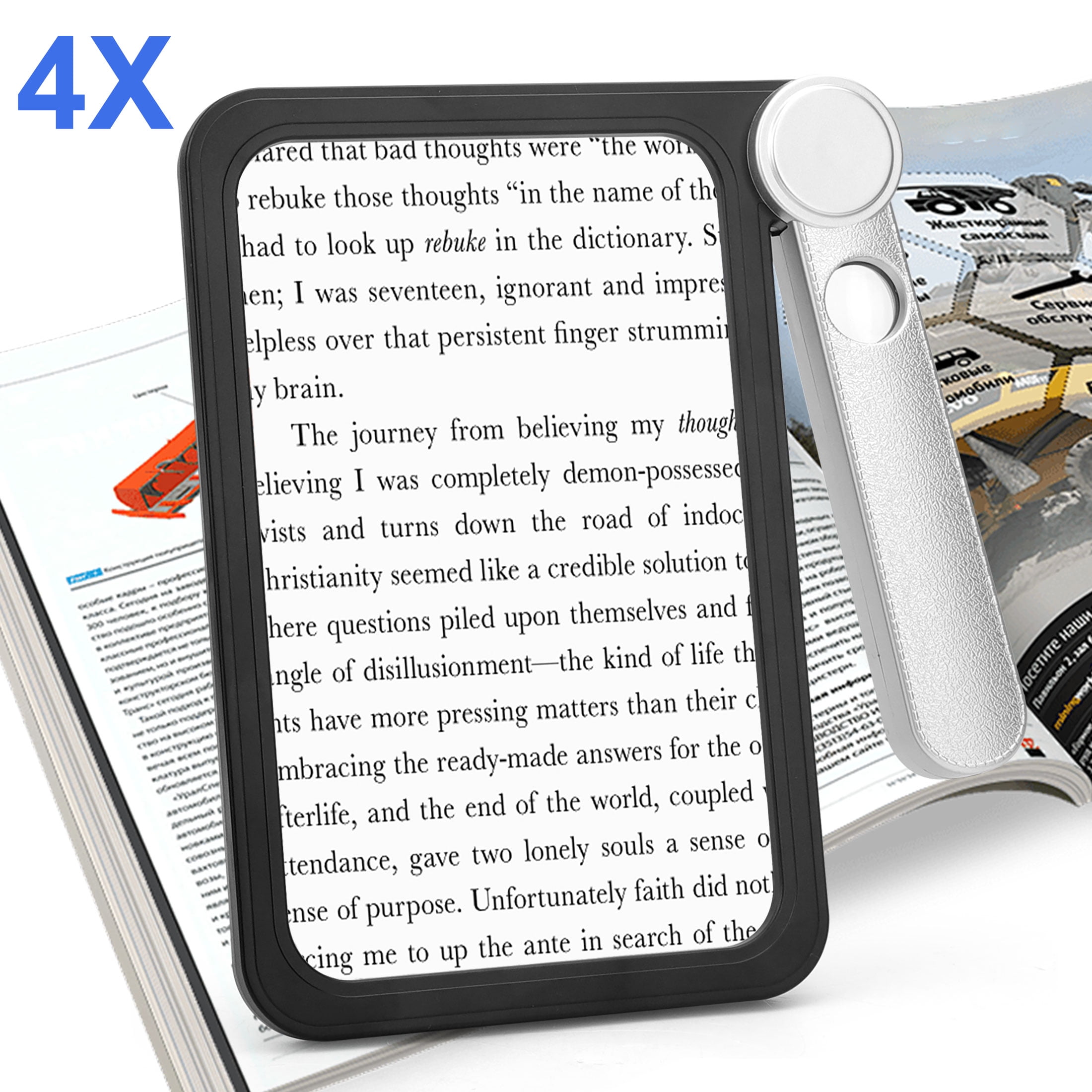 EEEkit 4X Large Page Magnifier, Folding Handheld Magnifying Glass for ...