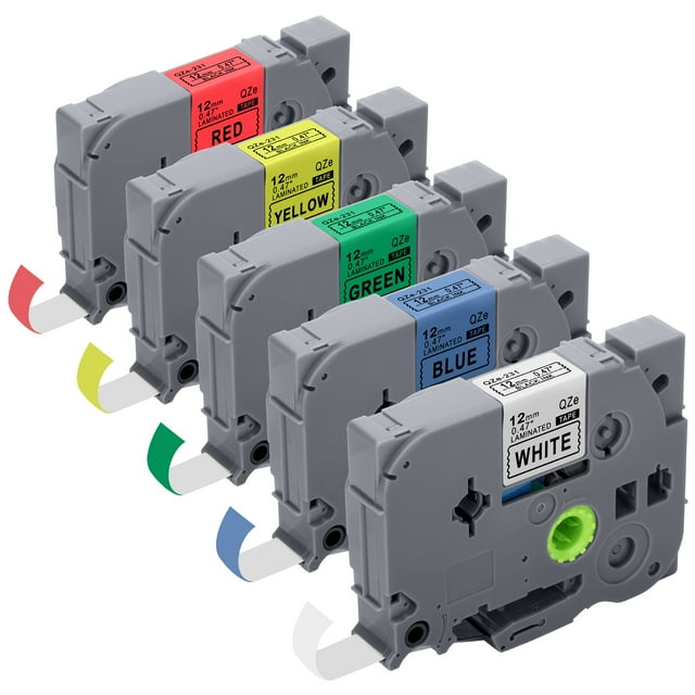 EEEkit 5-Pack Laminated Label Maker Tapes Compatible with Brother P ...