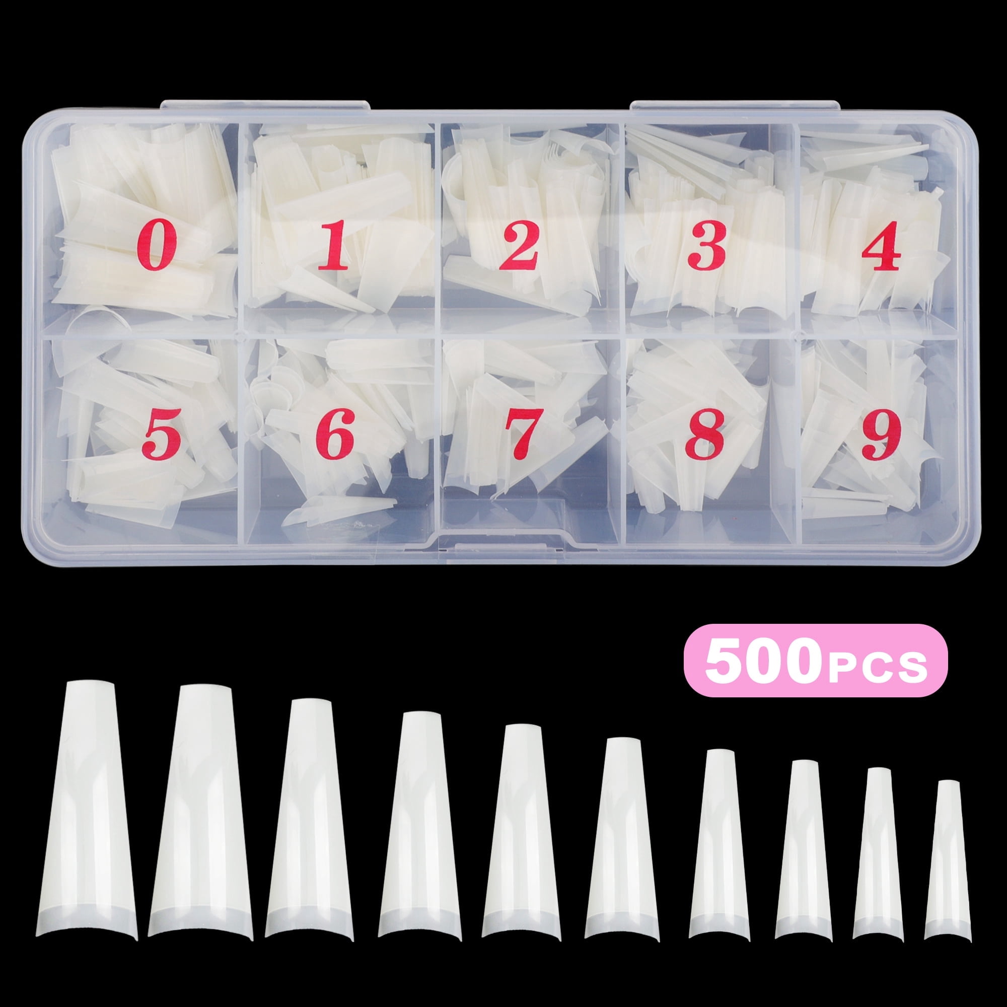 EEEkit 500pcs Half Cover Coffin Nail Tips, 10 Sizes Acrylic Ballerina ...
