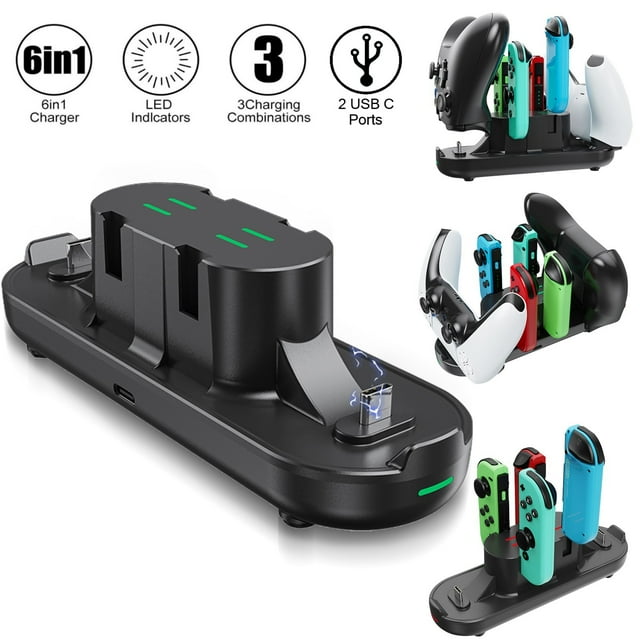 EEEkit 6-in-1 Charging Station Fit for Nintendo Switch/Joy-Con/Pro ...